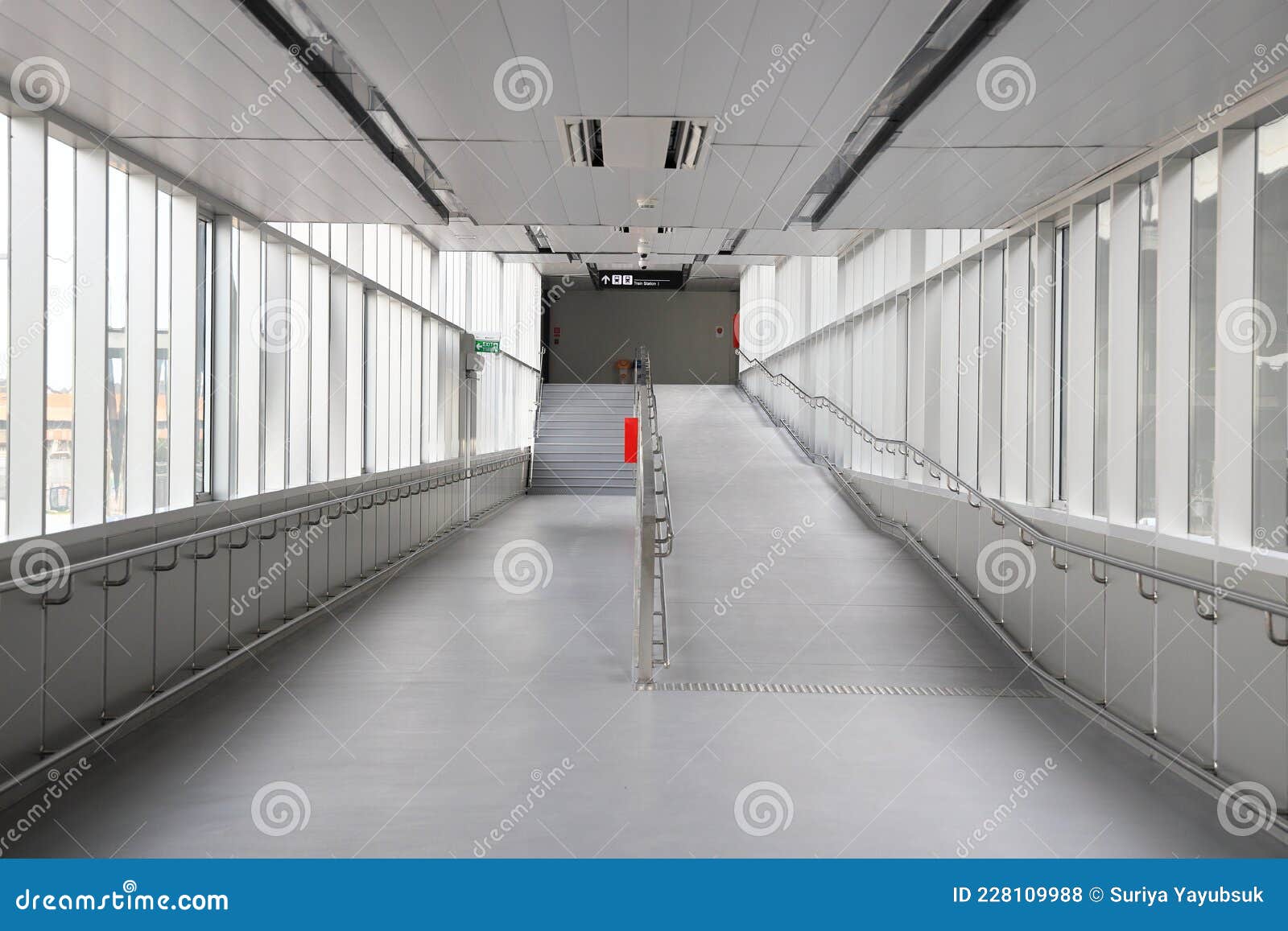 Pedestrian Pathway or Corridor or Hallway between Train Station and ...