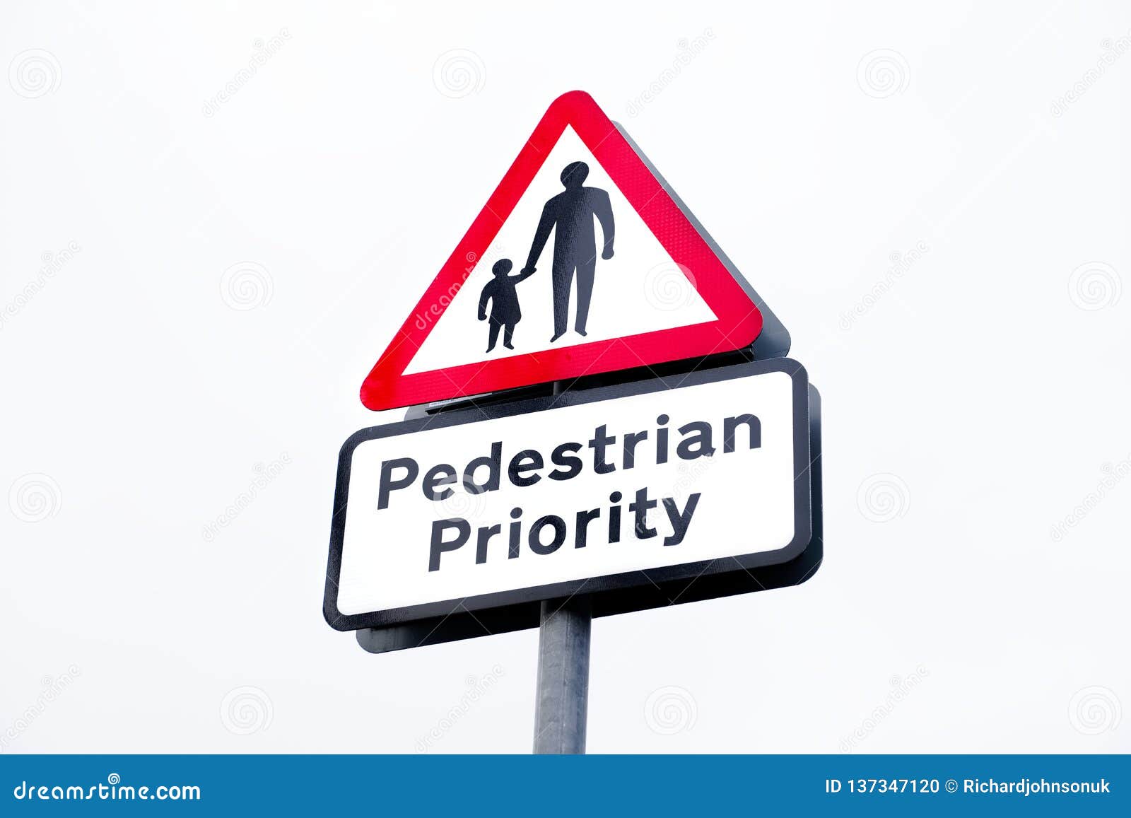 Pedestrian priority sign stock photo. Image of drive - 137347120