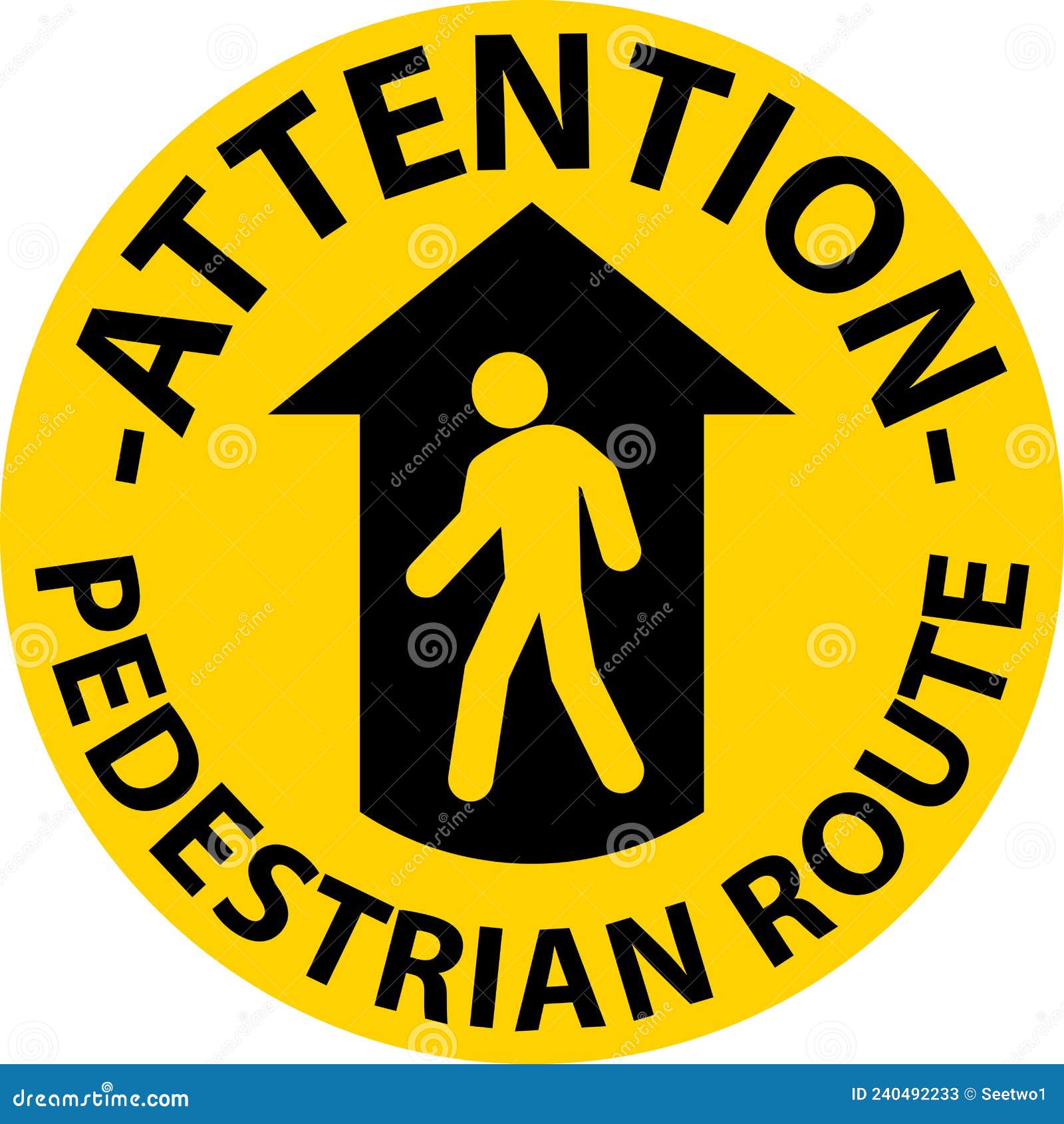 Pedestrian Route Hazard Warning Sign Stock Vector - Illustration of ...