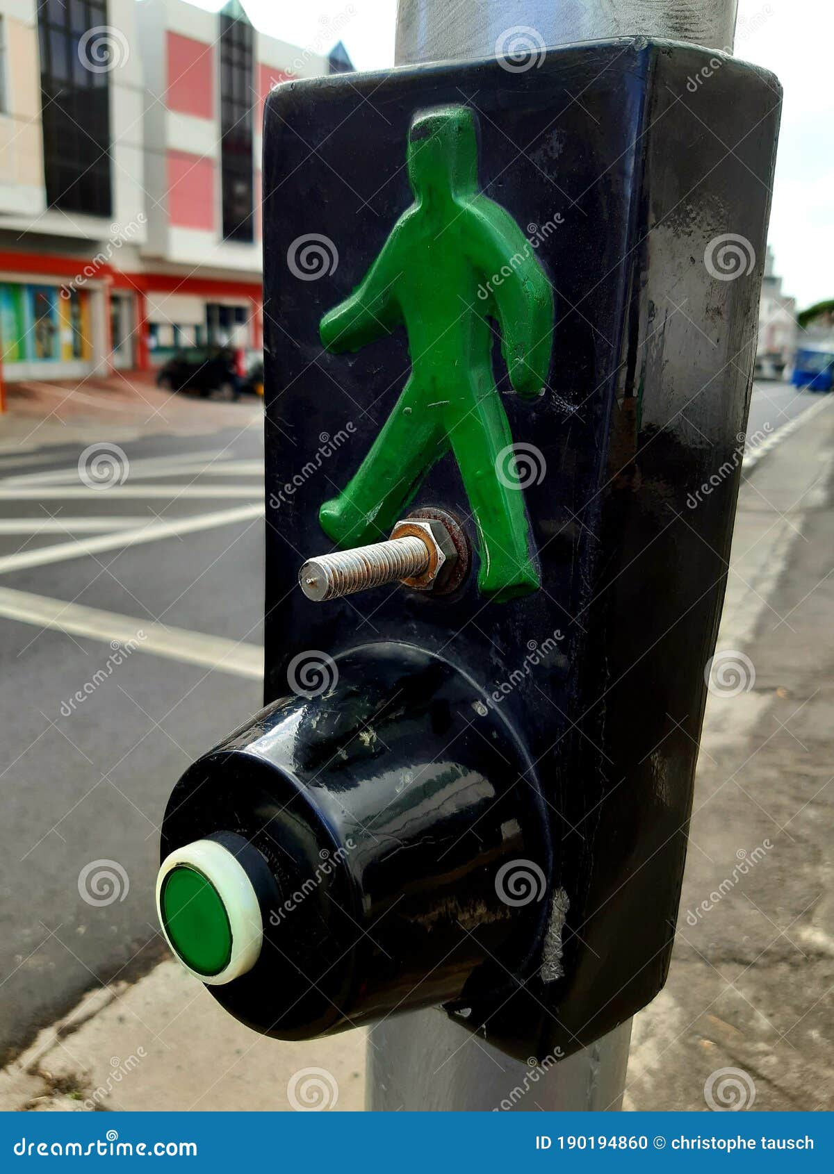 Pedestrian Sign and Push Button for Safety Purpose. Stock Photo - Image ...