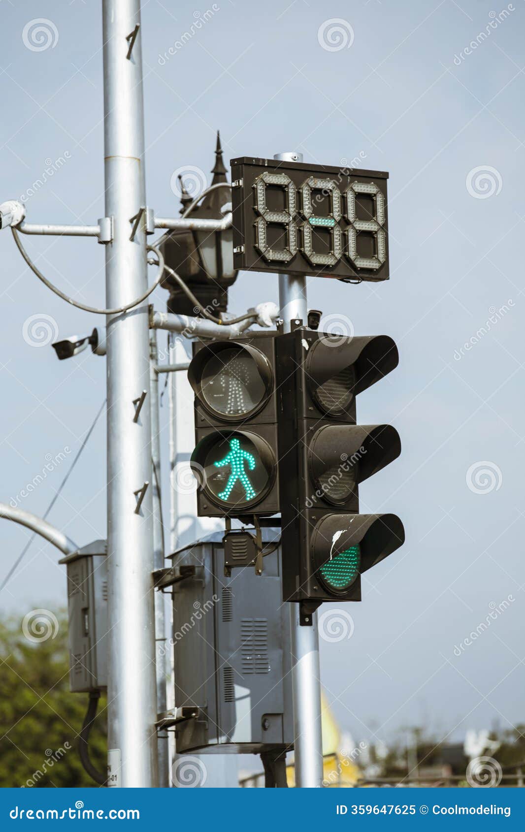 Pedestrian Signal with Countdown Timer at Intersection Bangkok Stock ...