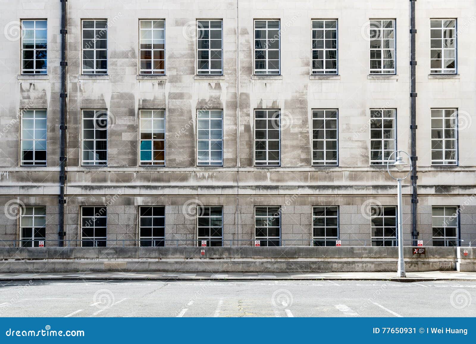 Pedestrian Street and Geometric Windows Stock Image - Image of frontage ...