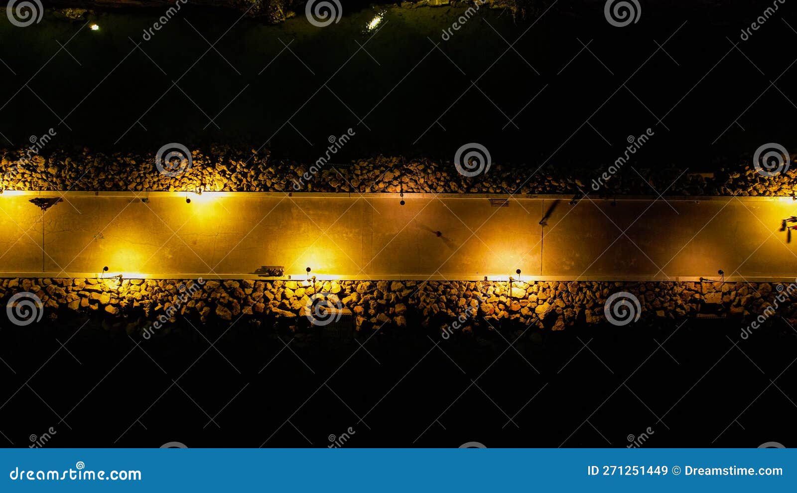 Pedestrian Street at Night from Above Stock Image - Image of grecce ...