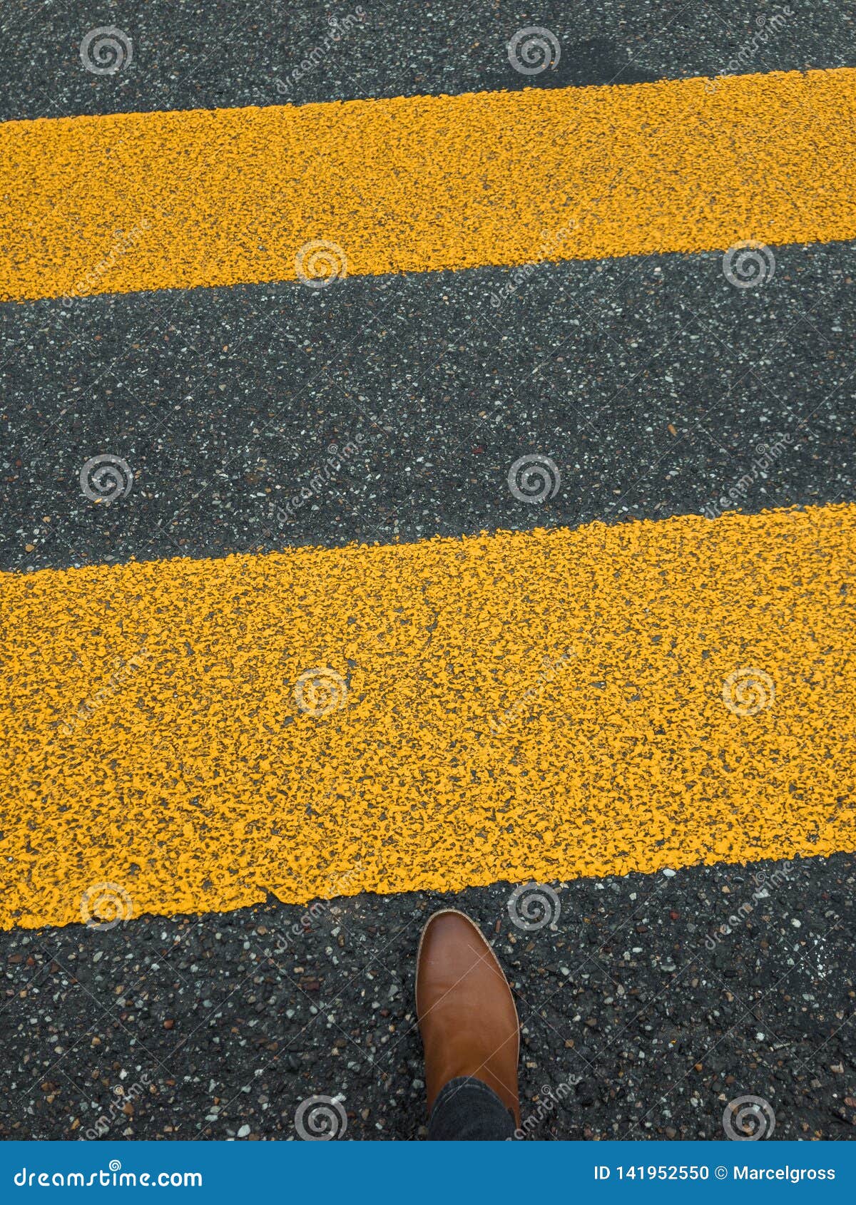 Pedestrian Stripe on Pavement with Feet Stock Photo - Image of ...