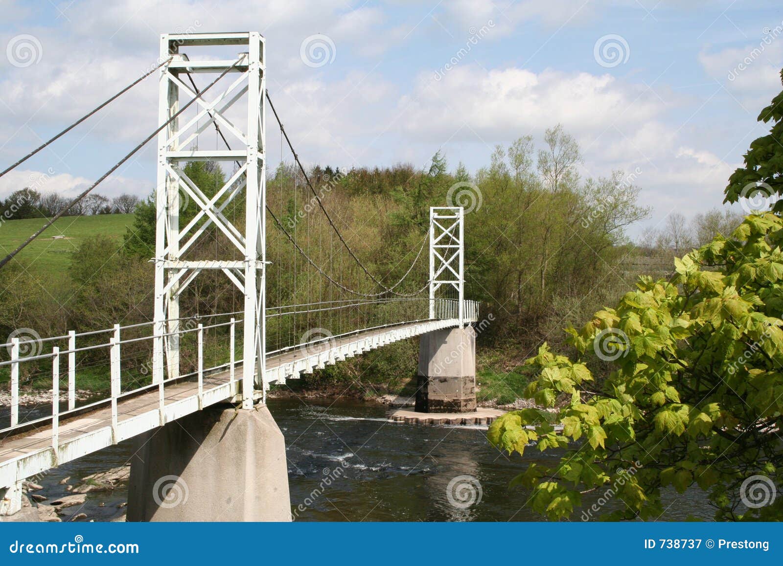 Pedestrian Suspension Bridge. Stock Image - Image of ribble, river: 738737