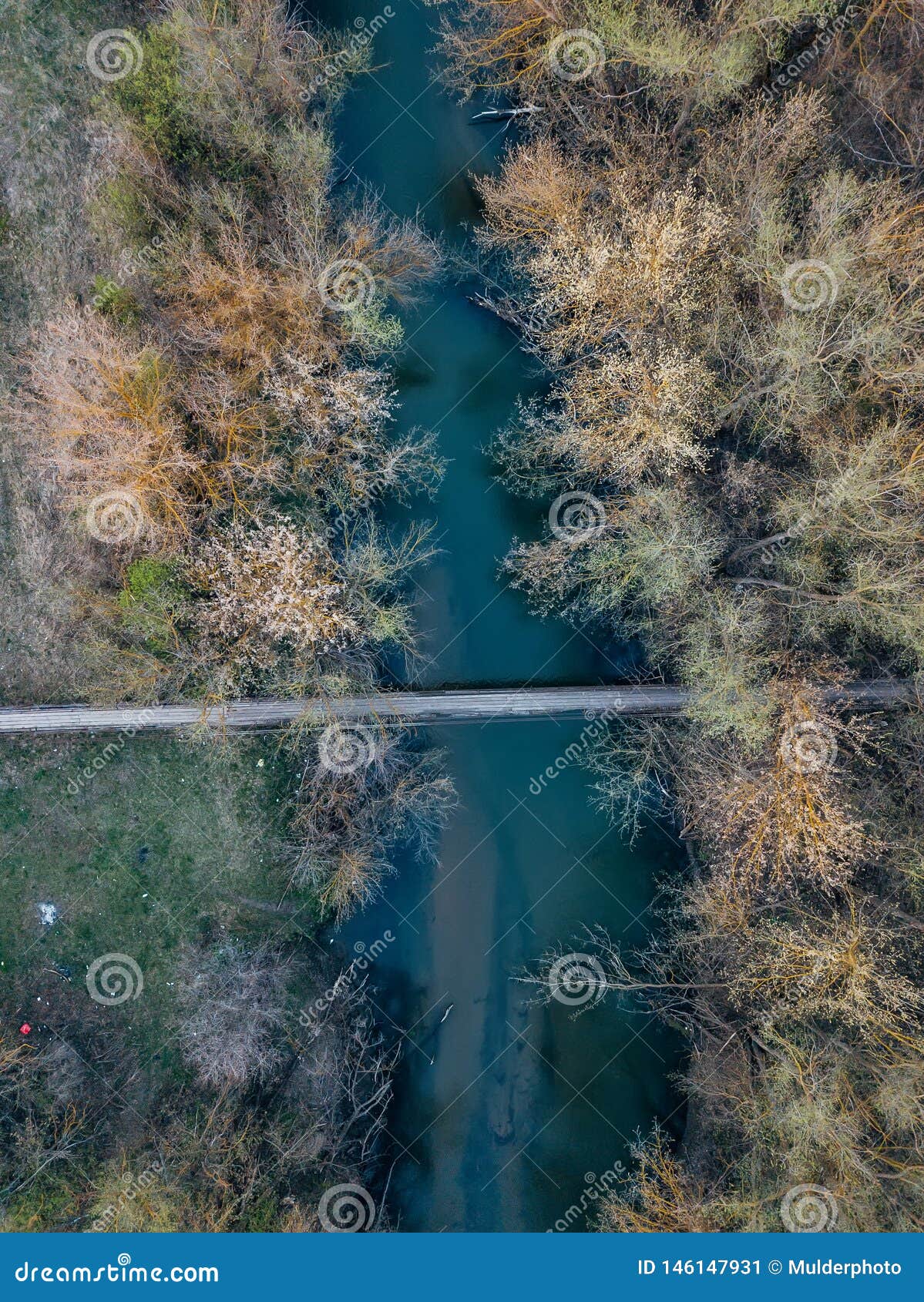 Pedestrian Suspension Bridge Across Small River, Top View Stock Image ...