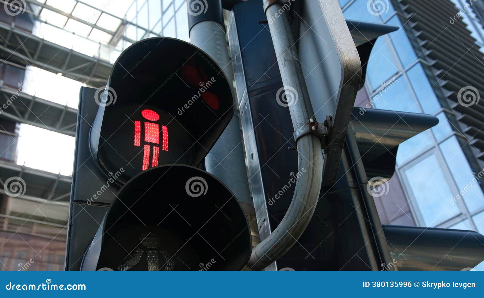 Pedestrian Traffic Lights At A Tramway And Street Intersection Show Red ...