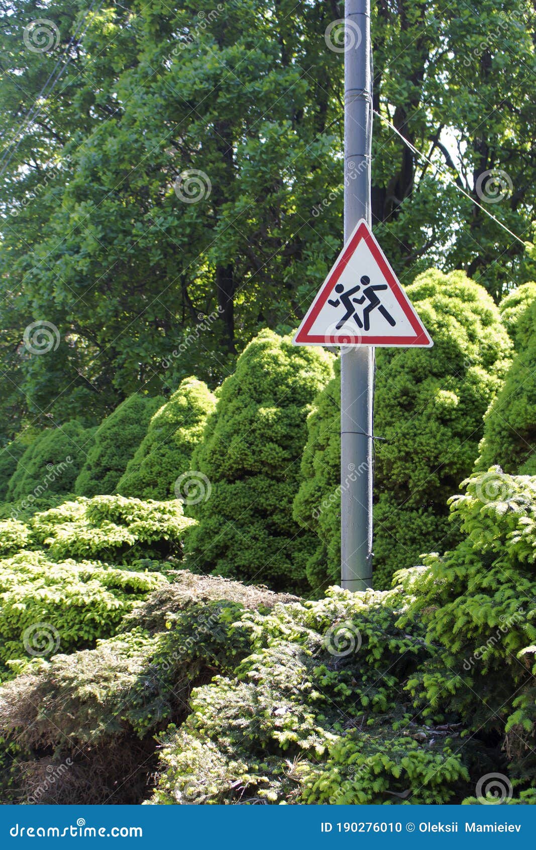 Triangular Pedestrian Crossing Sign. Blue Symbol For Cars Stock ...