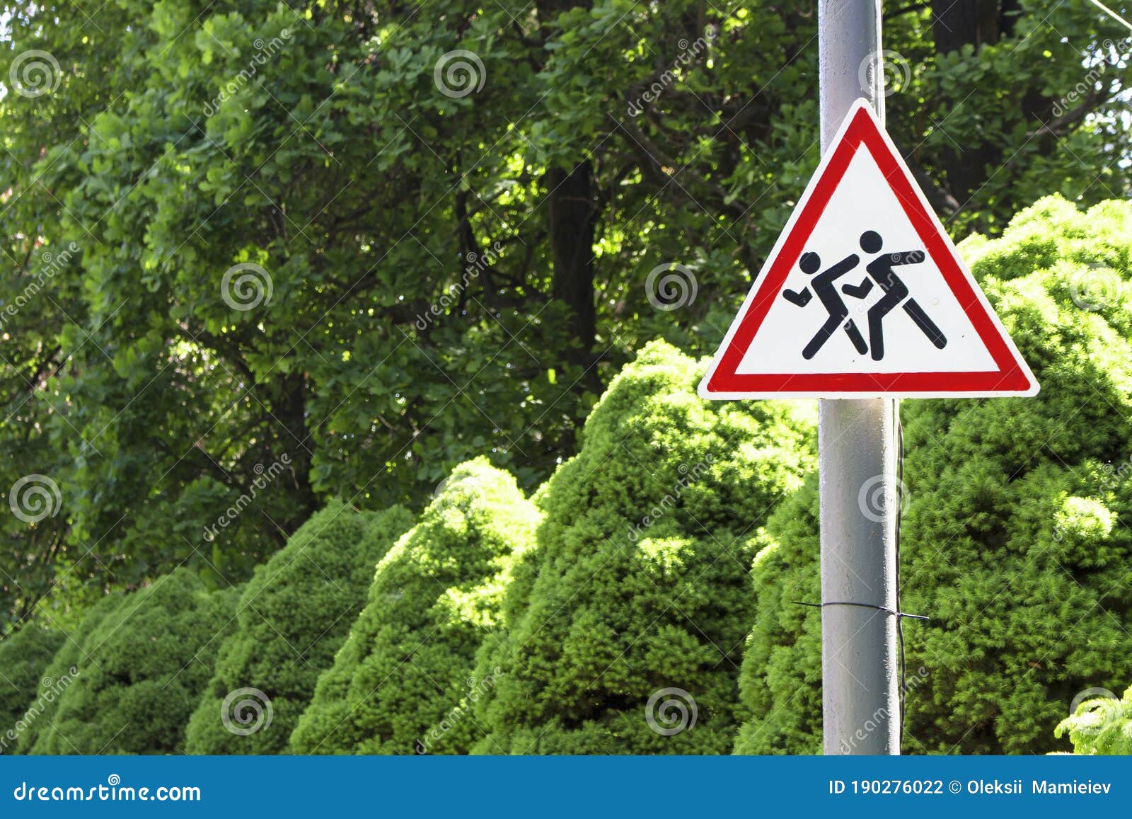 Triangular Pedestrian Crossing Sign. Blue Symbol For Cars Stock ...