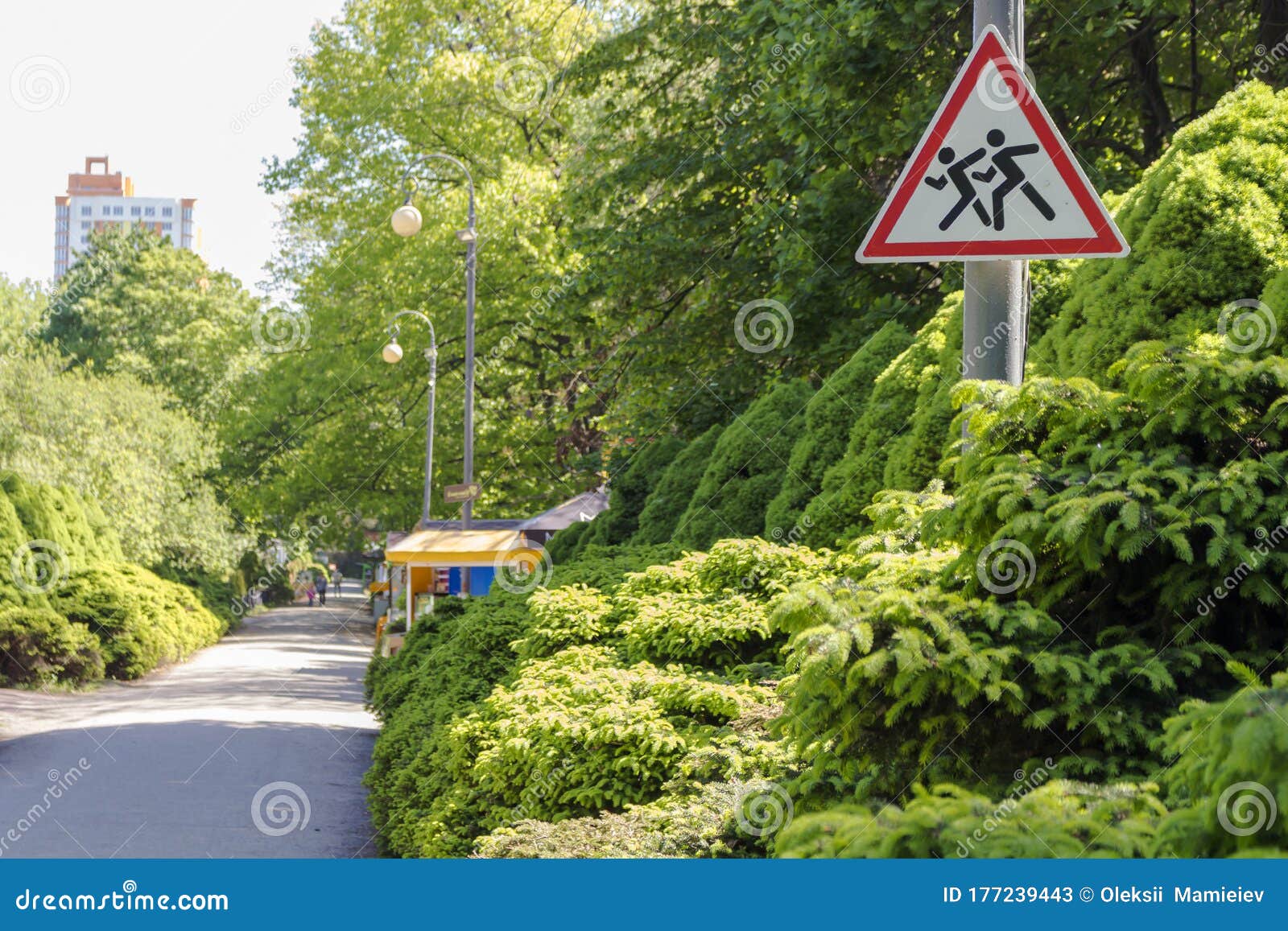 Triangular Pedestrian Crossing Sign. Blue Symbol For Cars Stock ...