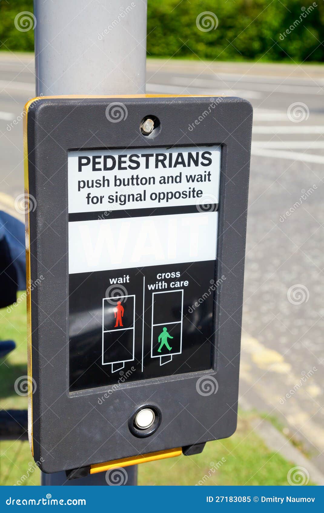 Pedestrian Wait Sign stock image. Image of road, crossroads - 27183085