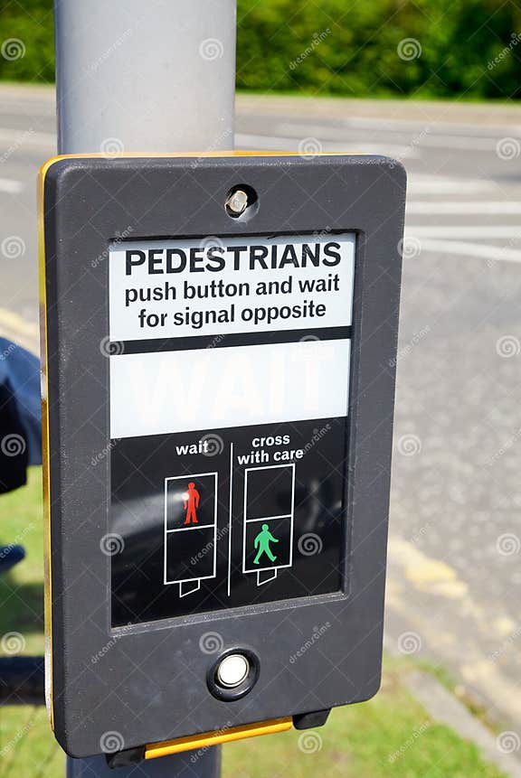 Pedestrian Wait Sign stock image. Image of road, crossroads - 27183085