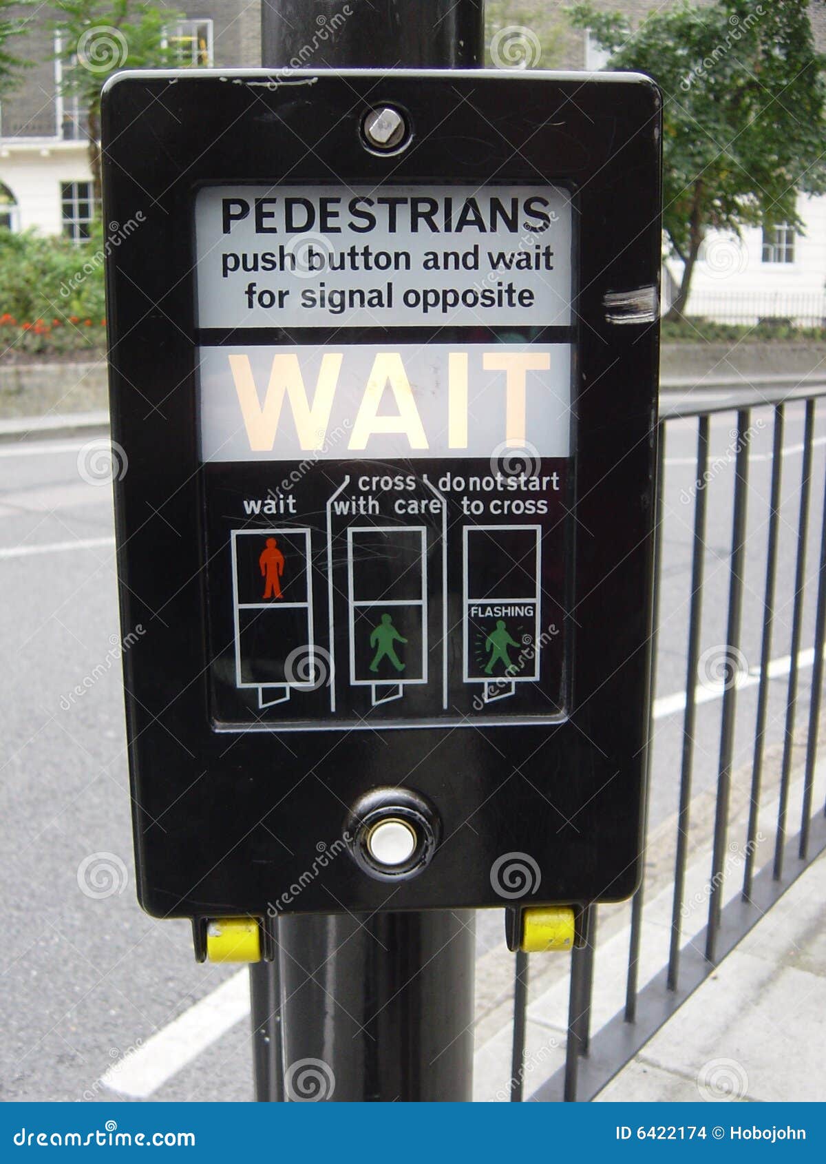 Pedestrian Wait Sign stock photo. Image of zebra, london - 6422174