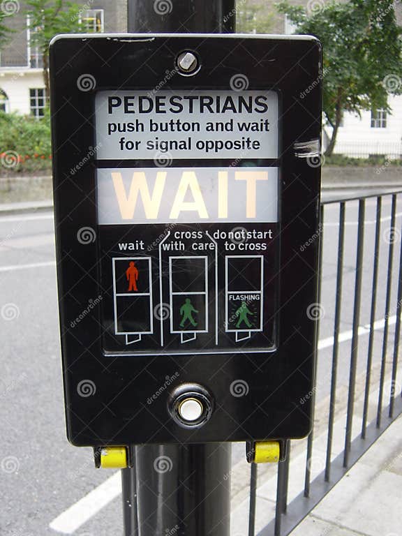 Pedestrian Wait Sign stock photo. Image of zebra, london - 6422174