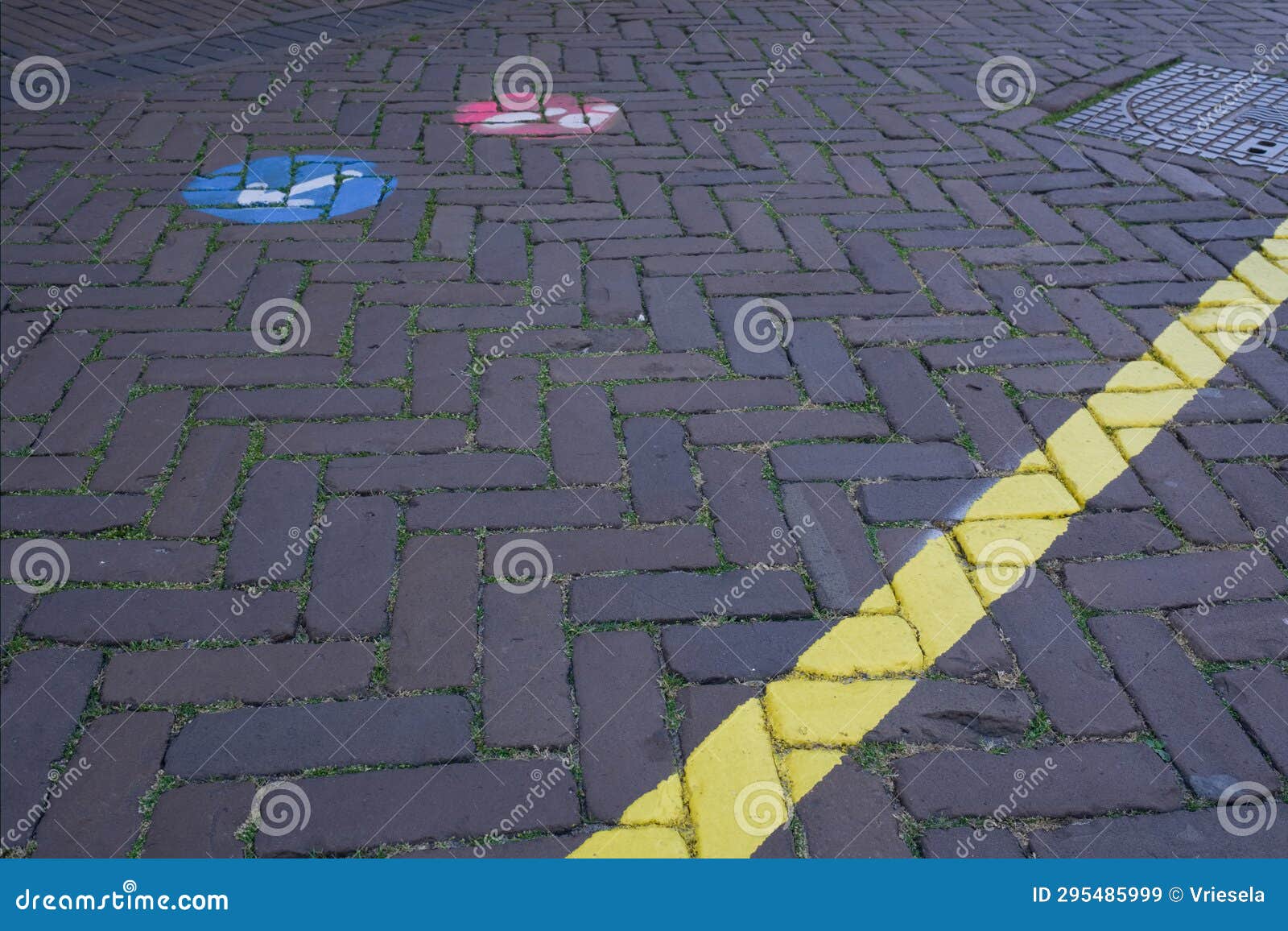 Pedestrian Walking Direction Marked with Arrows and Line Stock Image ...