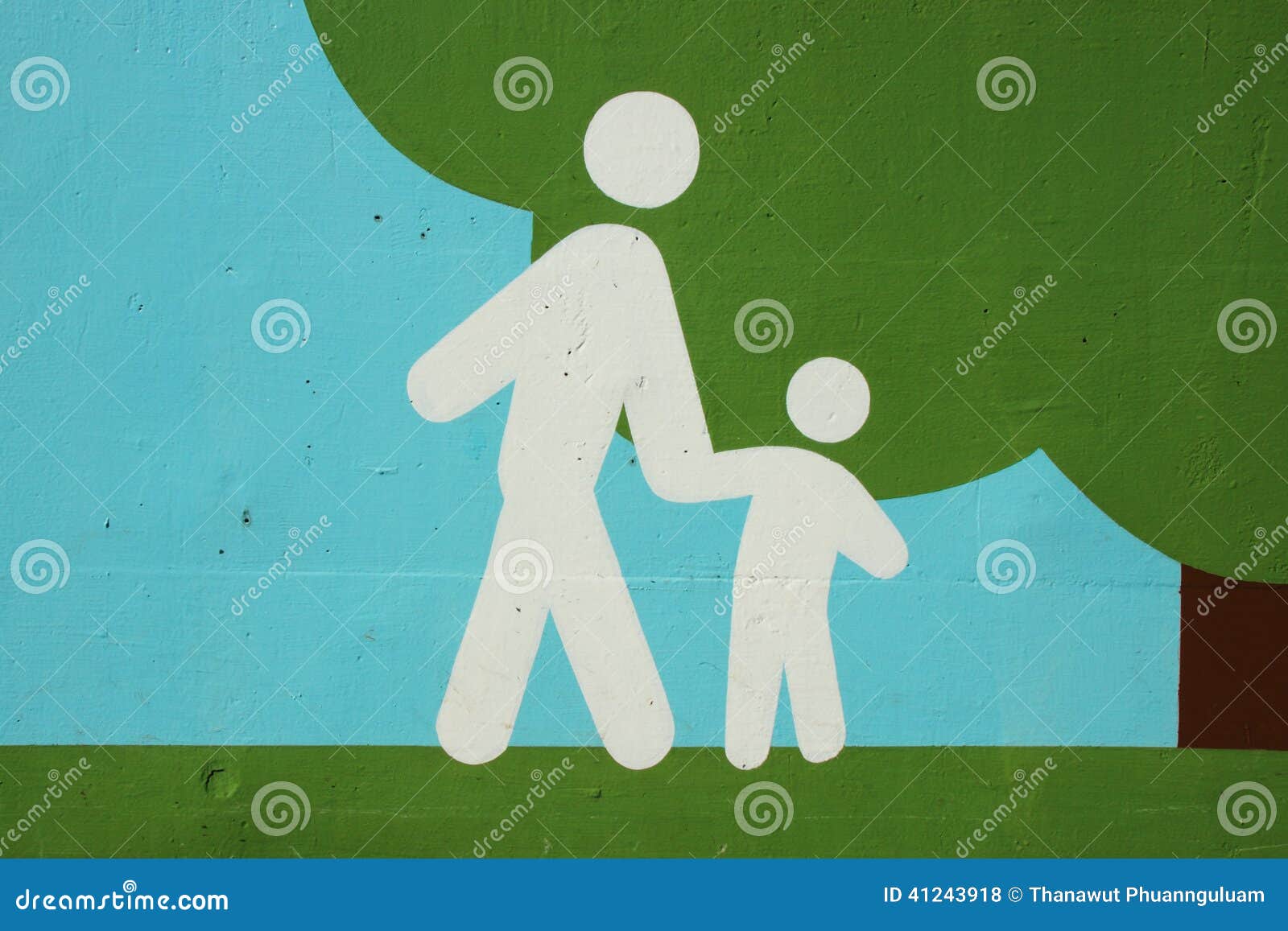 Pedestrian Walking Route Sign Stock Photo - Image of family, round ...