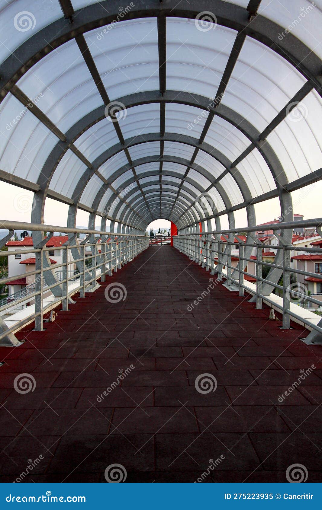 Pedestrian Walkway in the City, Metal Structure of the Ceiling in a ...