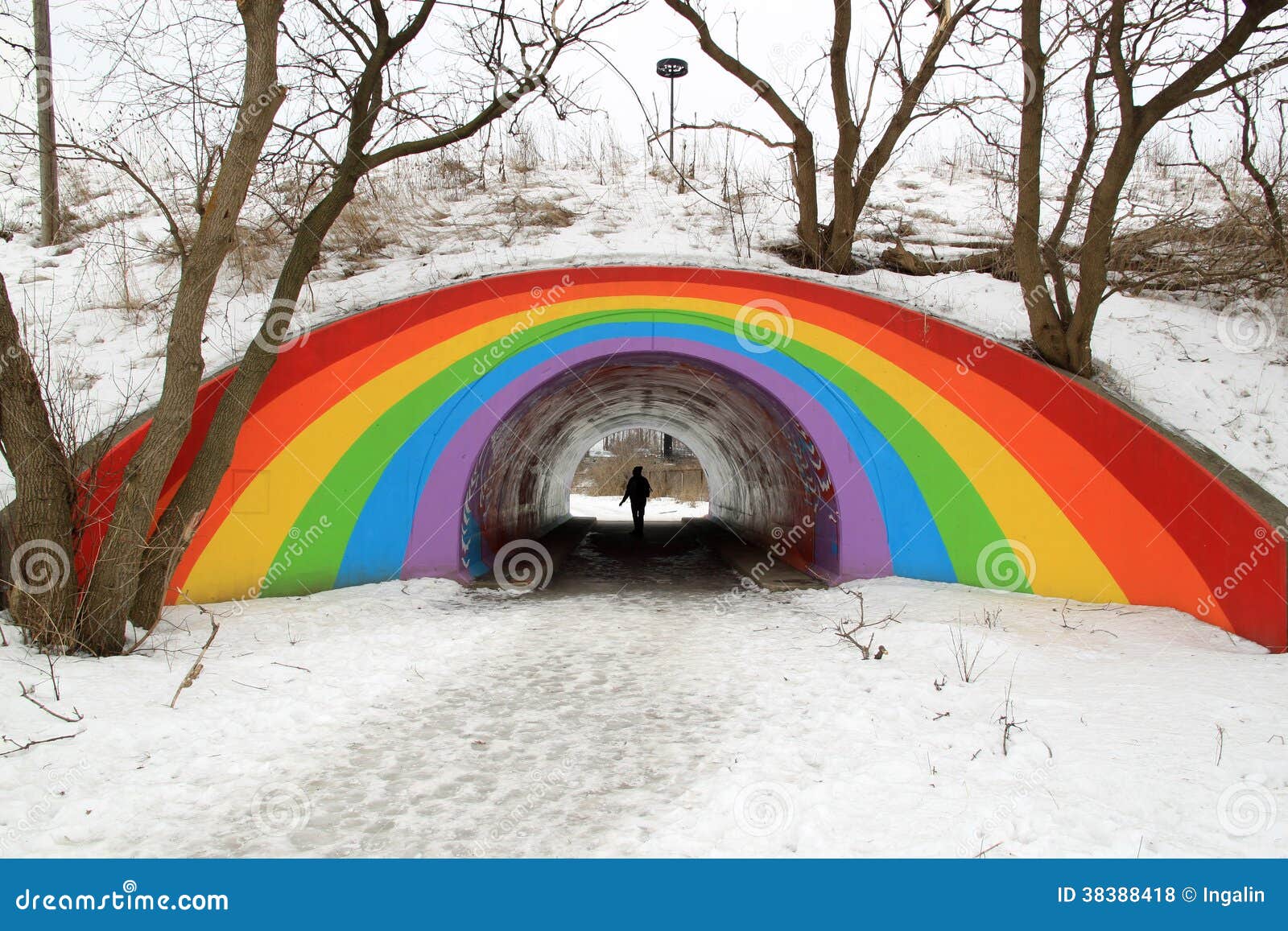 Pedestrian Walkway Decorated with a Rainbow Stock Photo - Image of ...