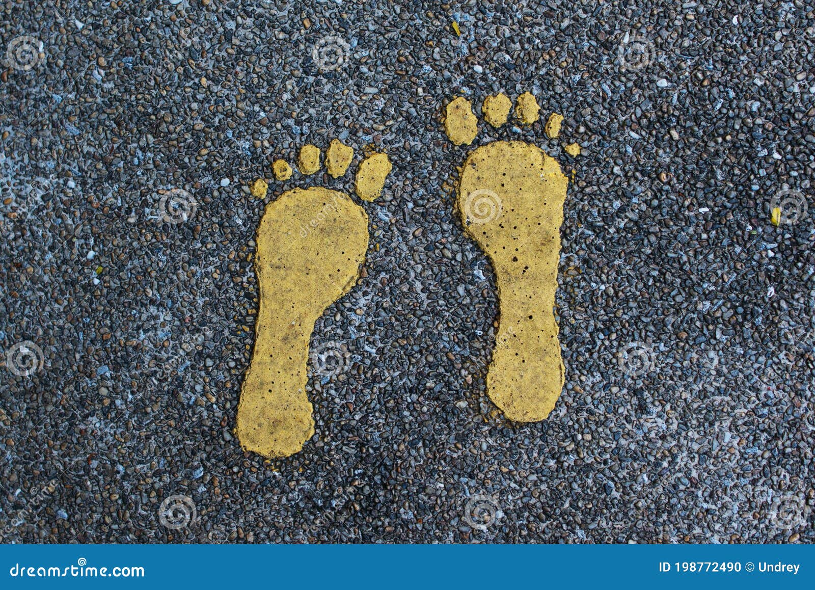 Pedestrian Walkway. Footprints Painted on Asphalt. Stock Photo - Image ...