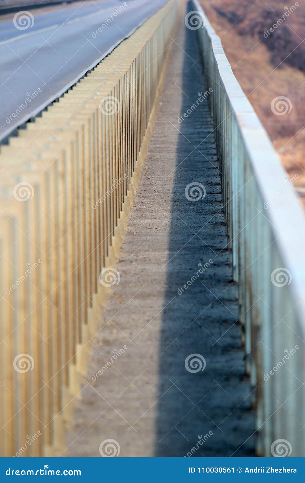 Pedestrian Walkway between Guard Rail and Fence Stock Image - Image of ...