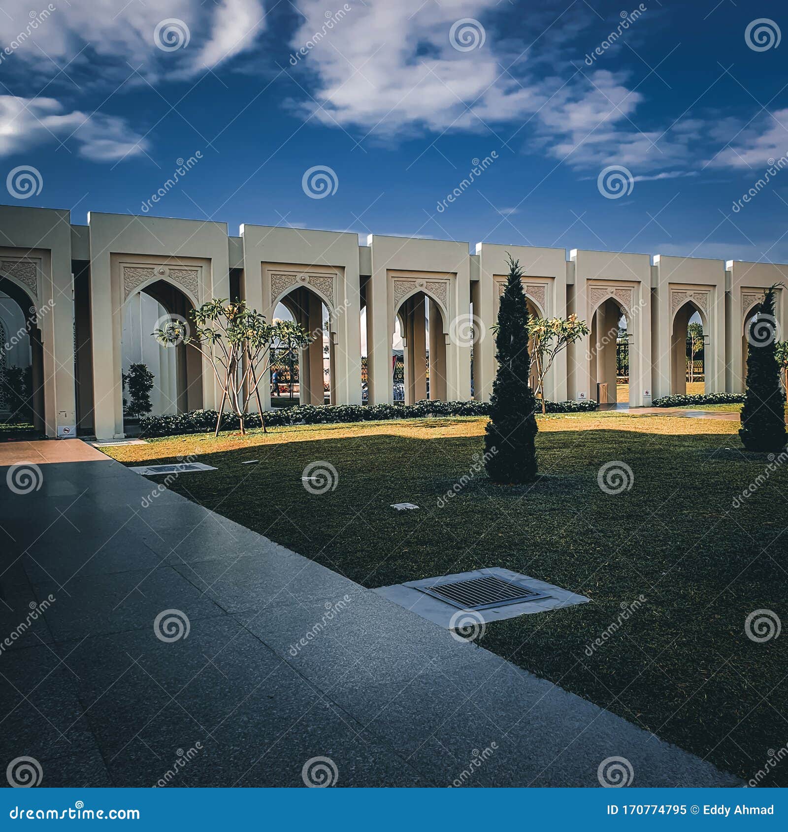 Pedestrian Walkway in a Mosque Stock Image - Image of islam, landscape ...