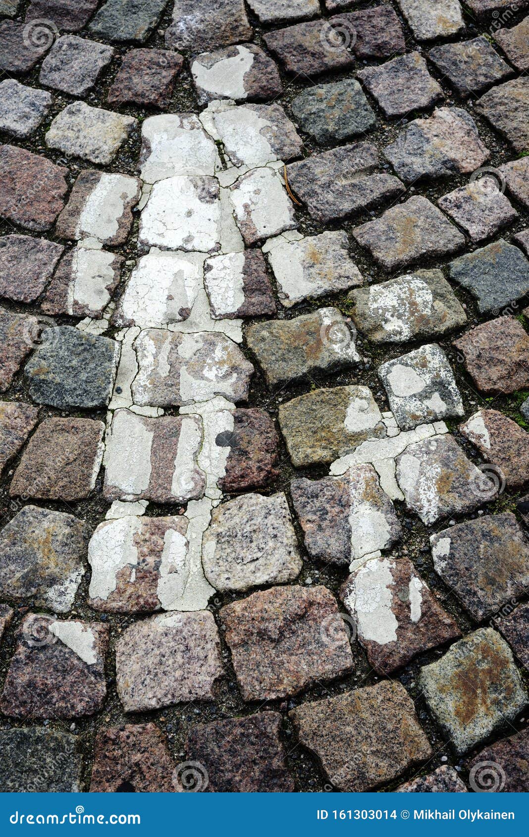 Pedestrian Walkway Sign on Cobblestone Pavement Stock Photo - Image of ...