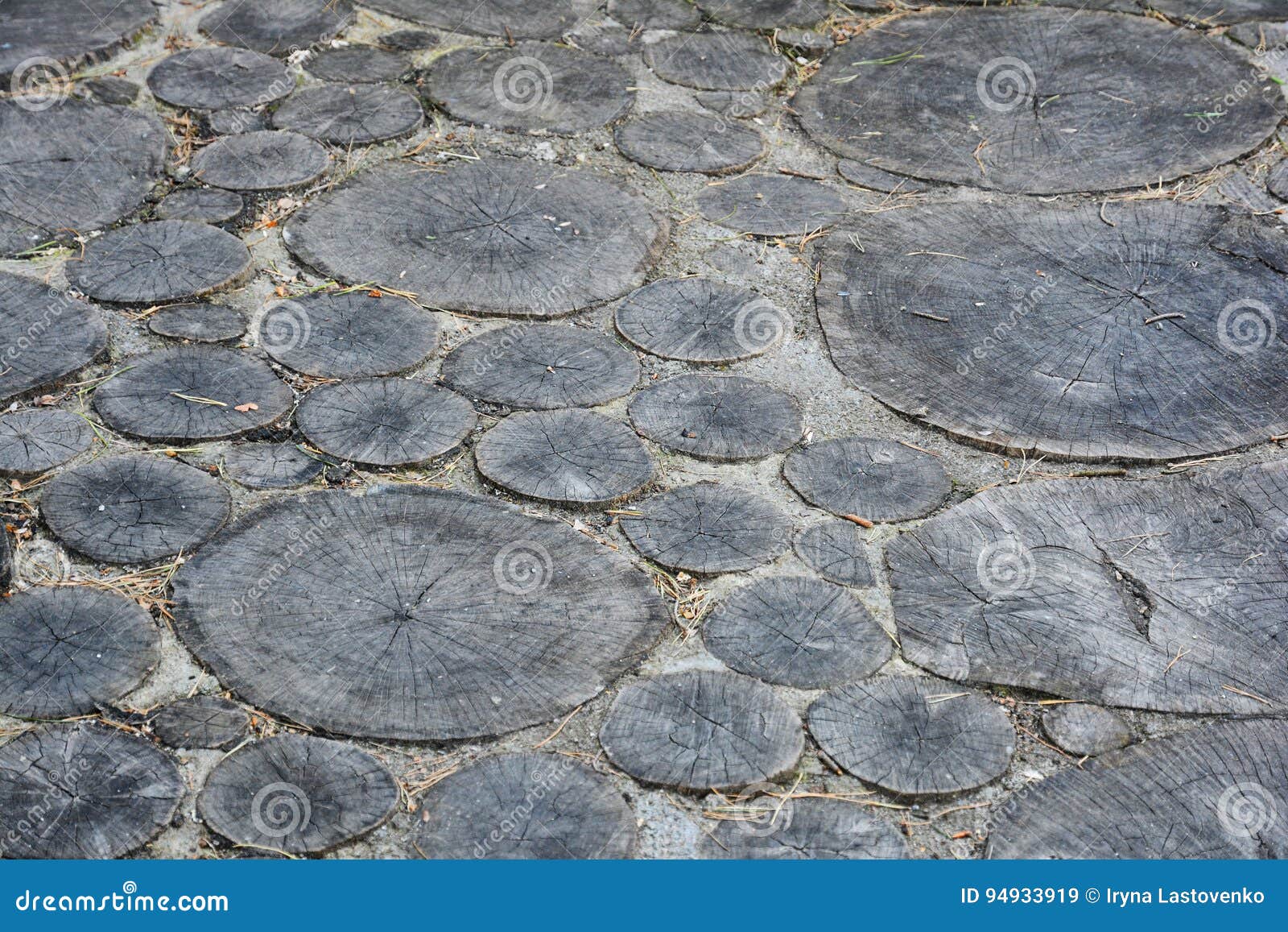 Pedestrian Walkway from the Wood Blocks. Stock Image - Image of ...