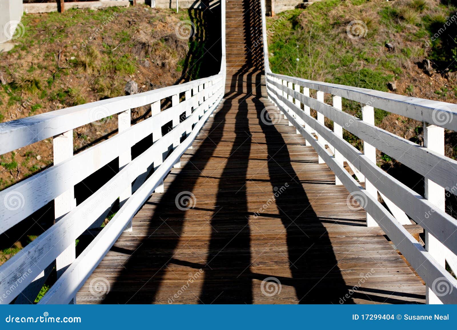 Pedestrian Wooden Bridge and Stairs Stock Photo - Image of urban ...