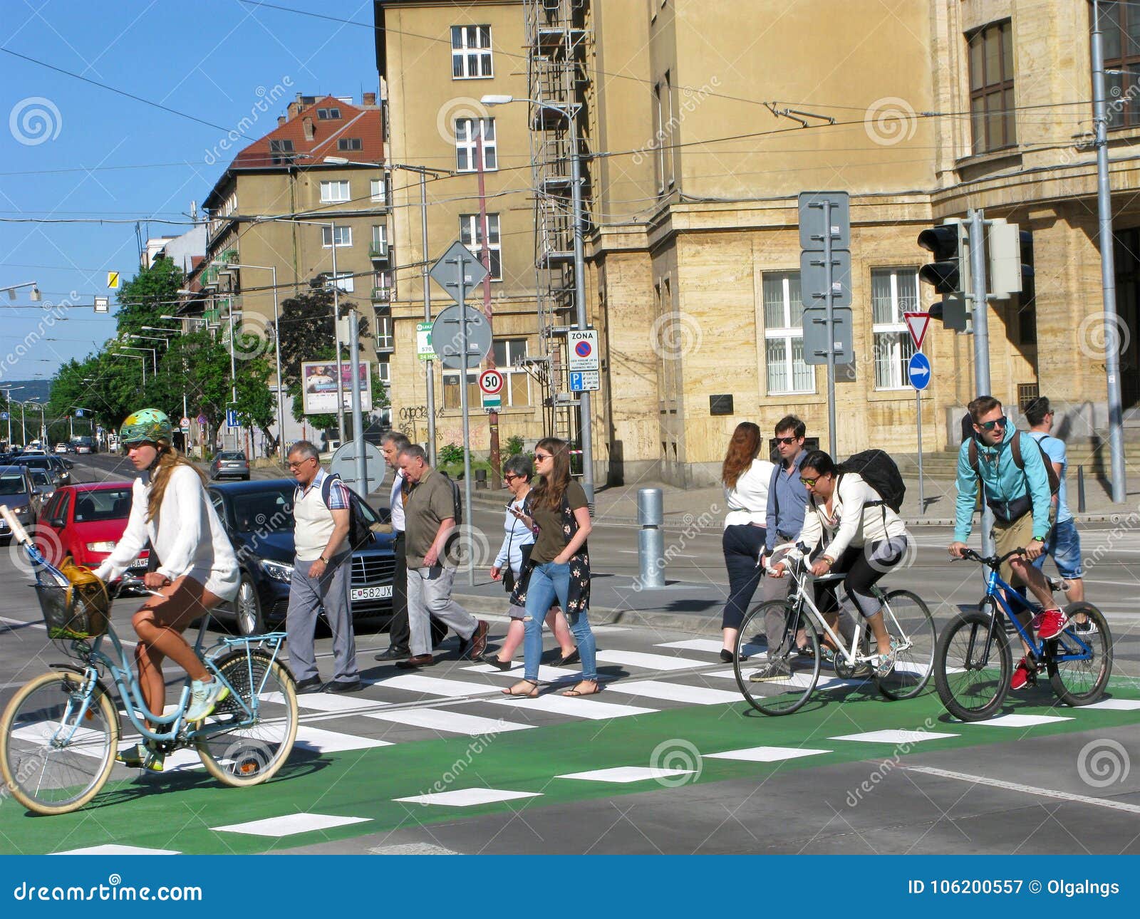 Pedestrians and Bicyclists on Pedestrian Crossing Editorial Photography ... Pedestrians and Bicyclists on Pedestrian Crossing Editorial Photography ...