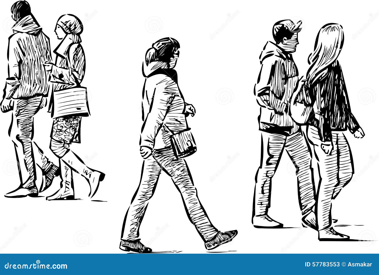 Pedestrians Sketch Cartoon Vector | CartoonDealer.com #57783553