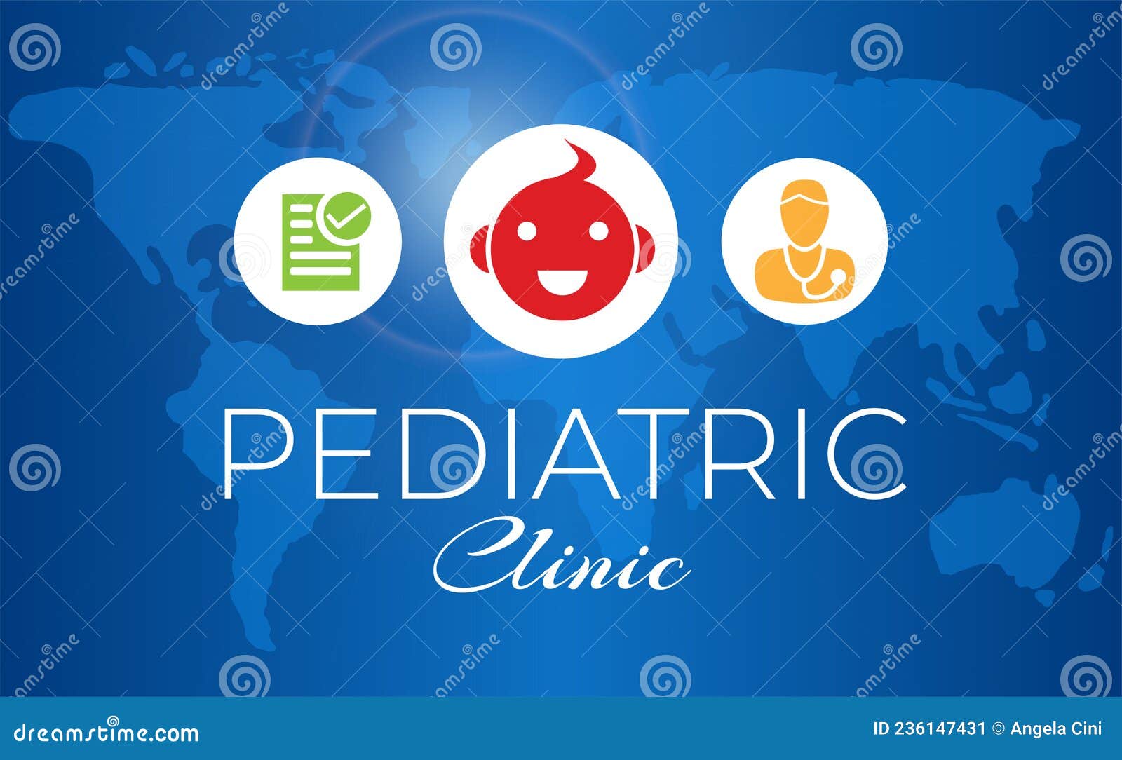 Pediatric Clinic Background Illustration Banner with World Map Stock ...