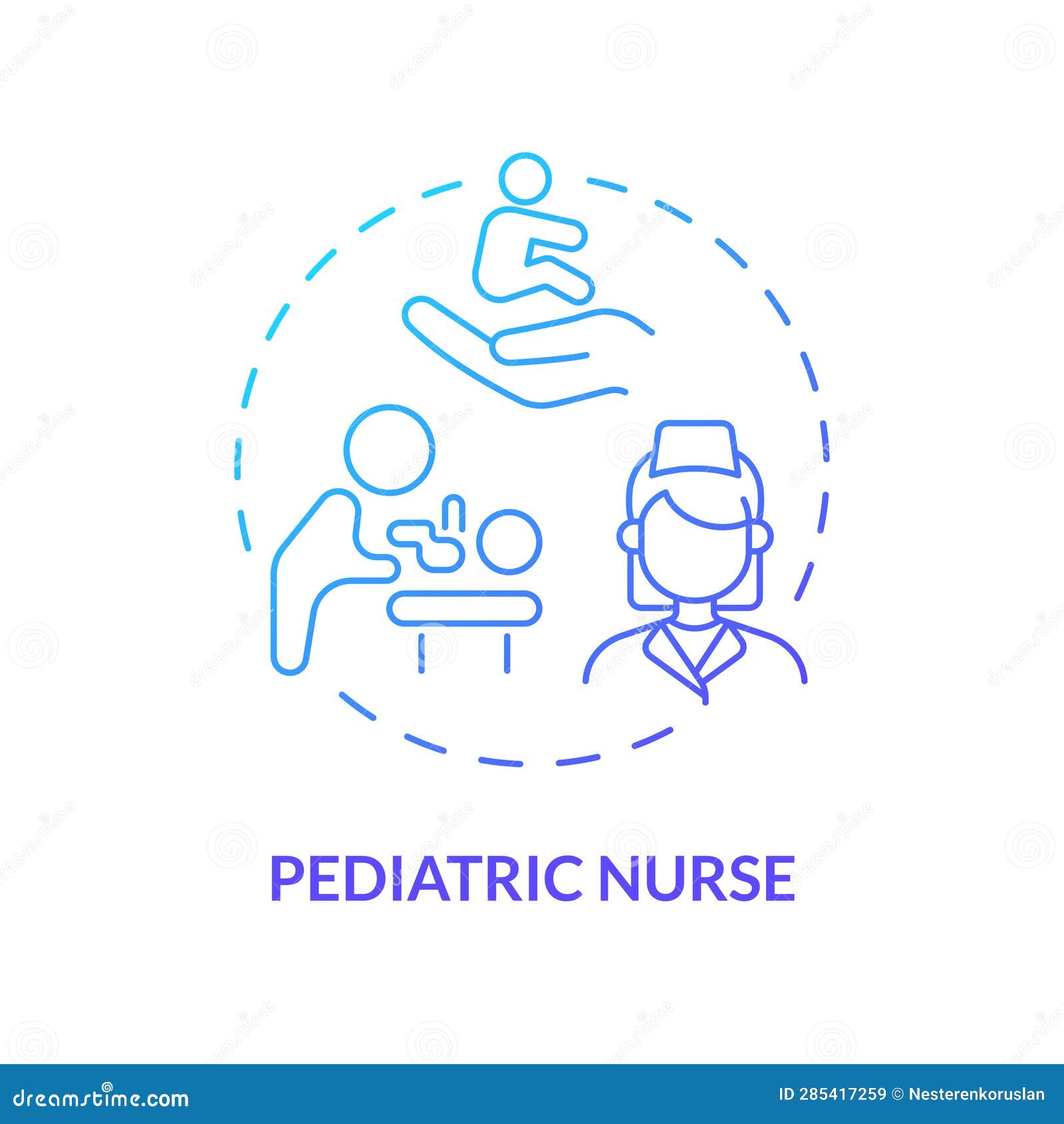 Pediatric Nurse Blue Gradient Concept Icon Stock Illustration ...