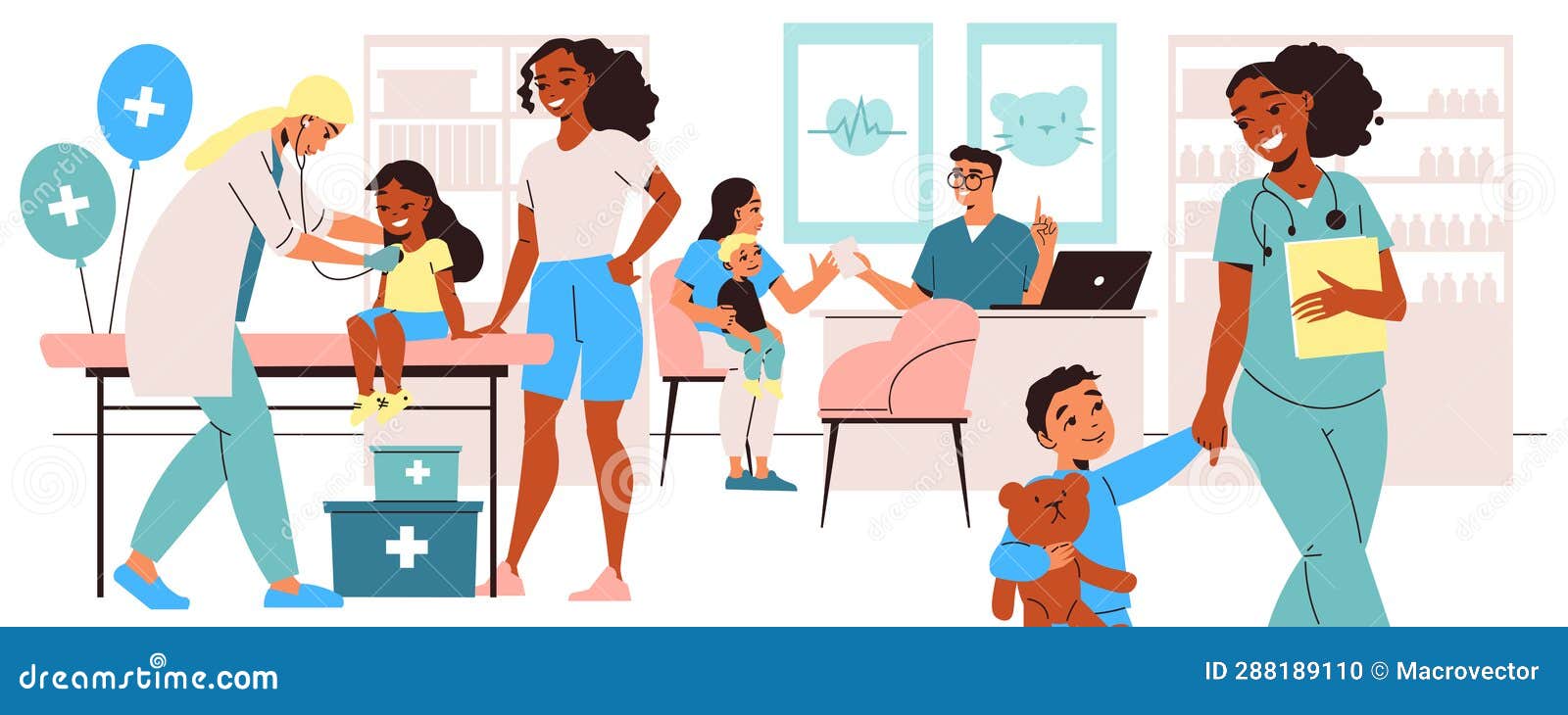 Pediatric Room Illustration Stock Vector - Illustration of friendly ...