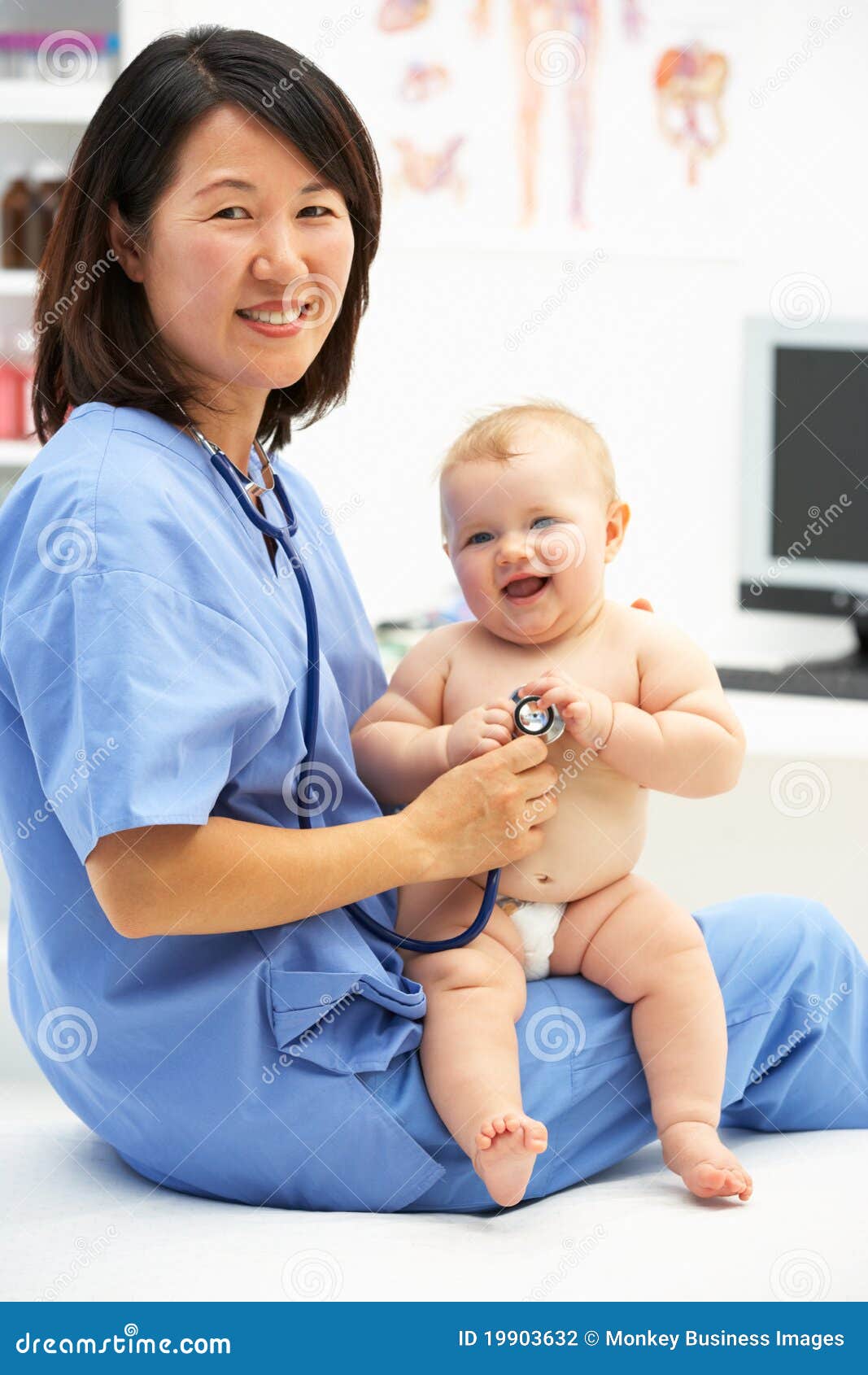 Pediatrician with baby stock photo. Image of child, heartbeat - 19903632