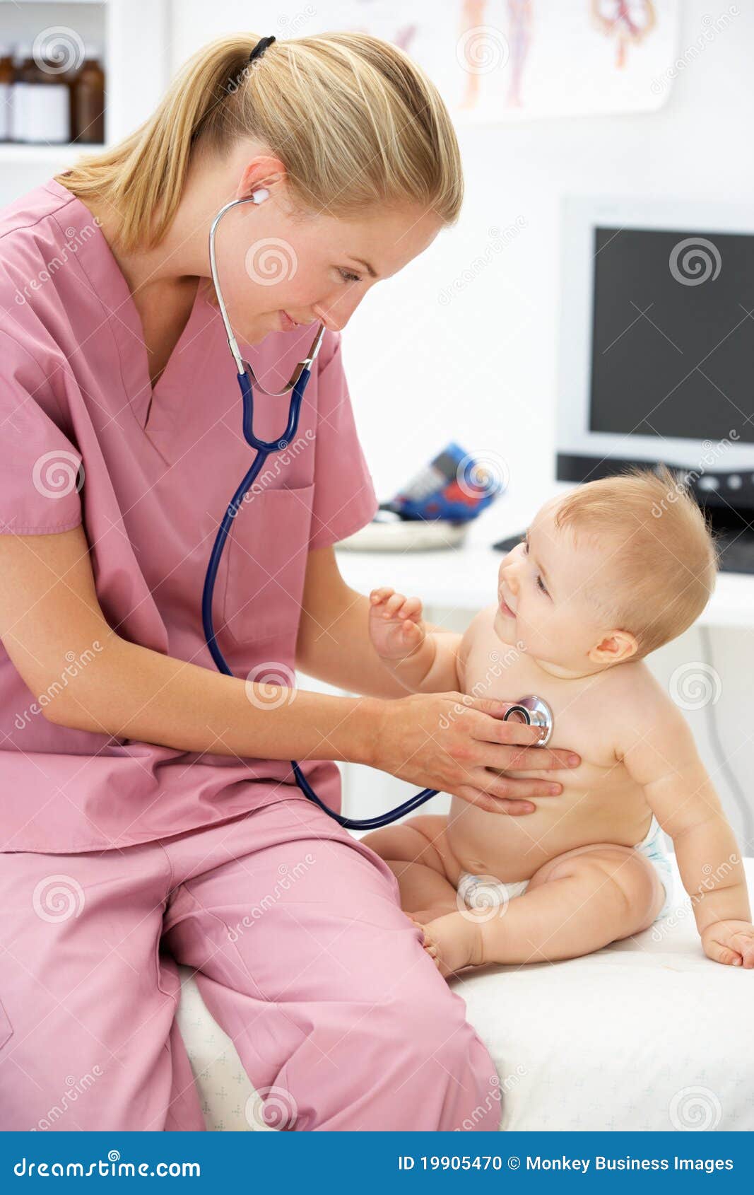 Pediatrician with baby stock photo. Image of checking - 19905470