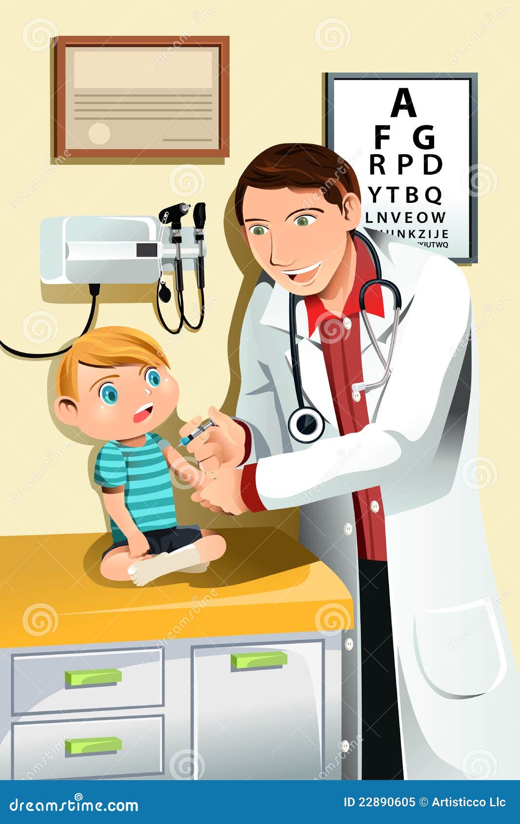 Pediatrician with child stock vector. Illustration of sick - 22890605