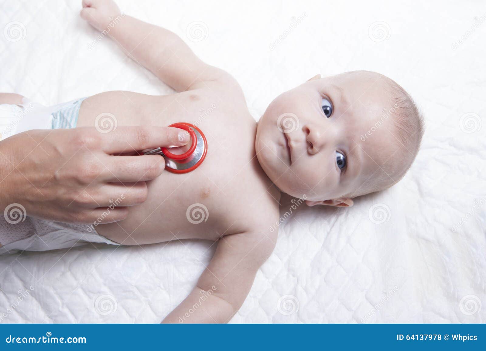 Pediatrician Examines Three Months Baby Boy Using a Stethoscope Stock ...