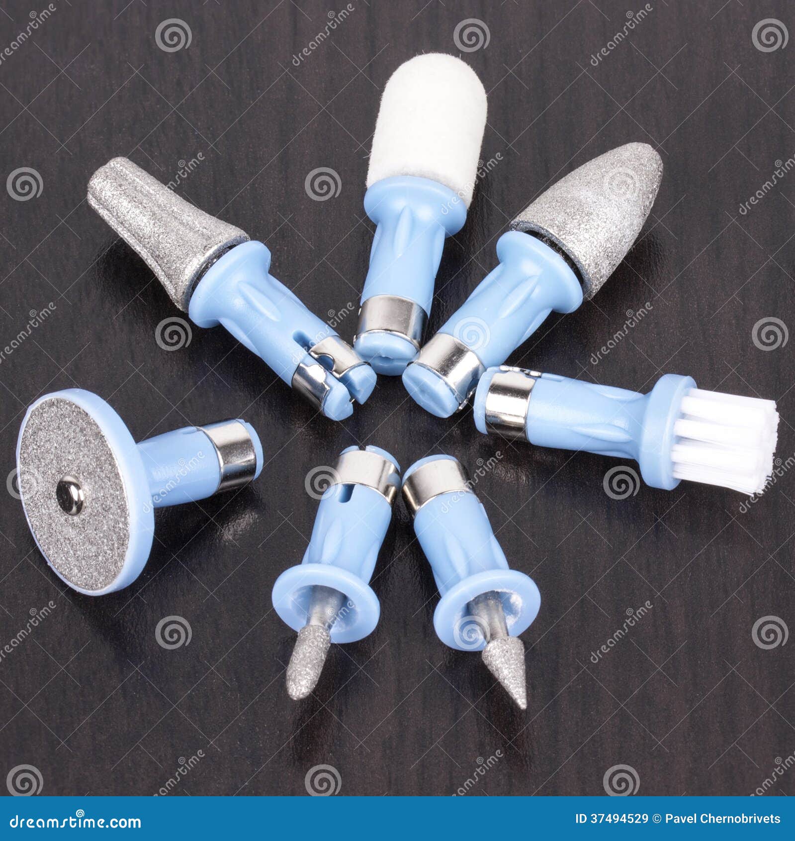 Pedicure and Manicure Machine on Black Table Stock Image - Image of ...