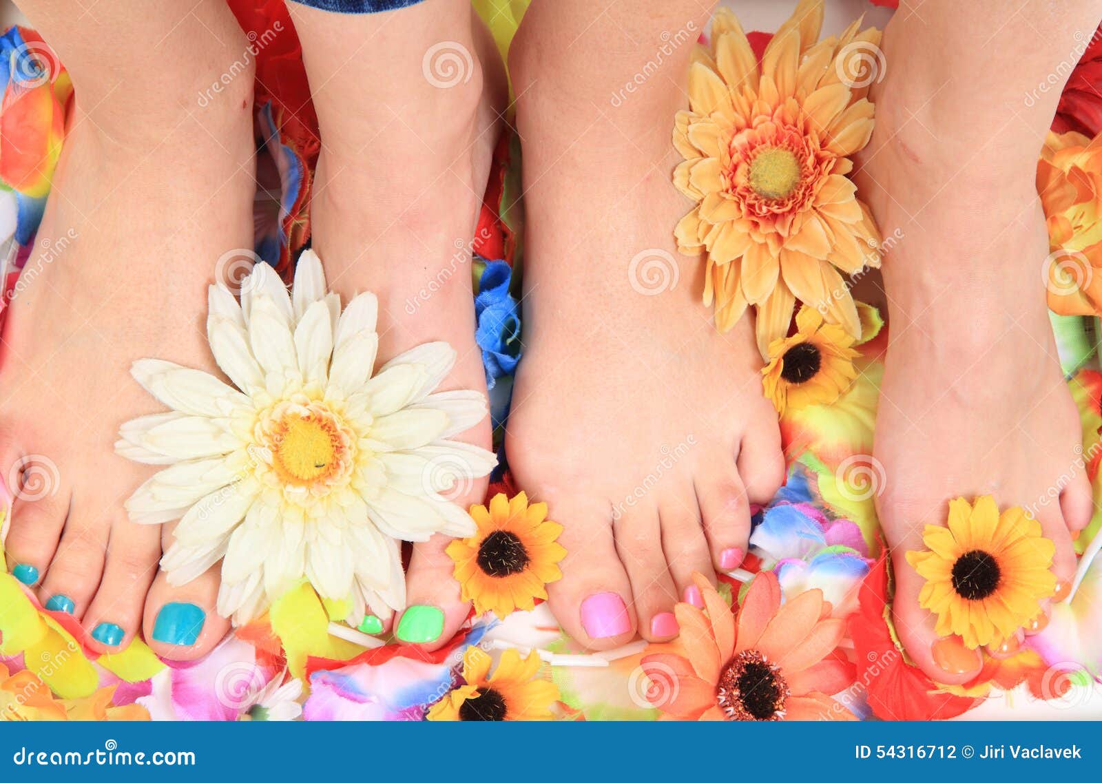 Pedicure Nails, Feet and Flowers Stock Photo - Image of caucasian, body ...