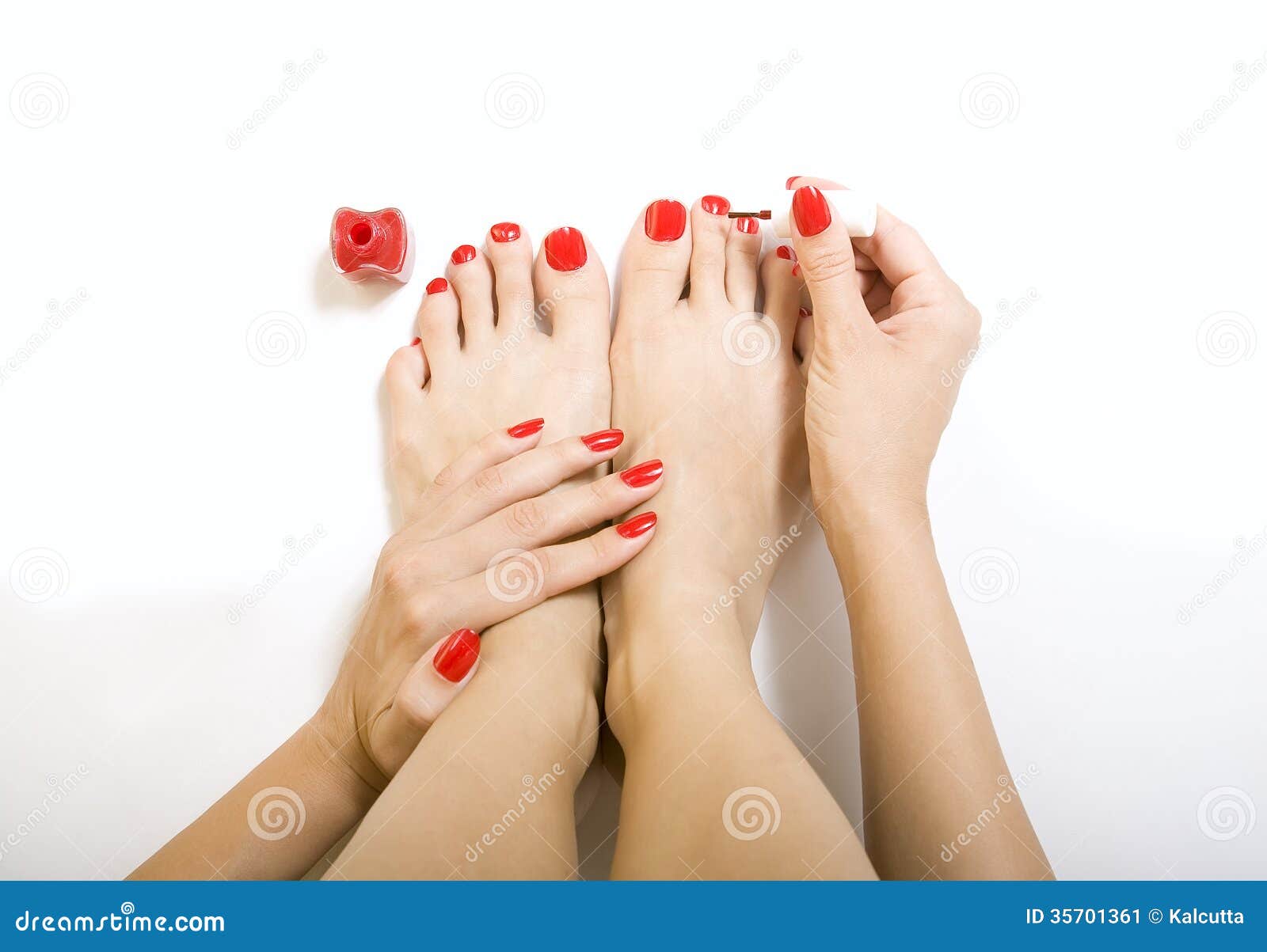 Pedicure Process - Red Manicure and Pedicure Stock Image - Image of ...