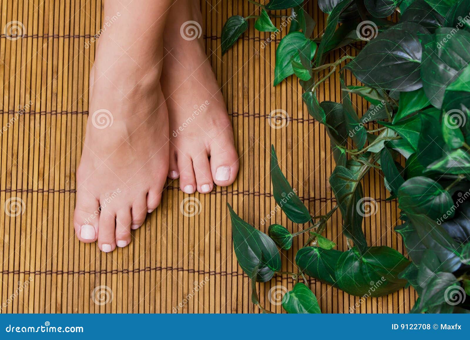 Pedicured Feet on Bamboo Mat Stock Photo - Image of footcare, pedicure ...