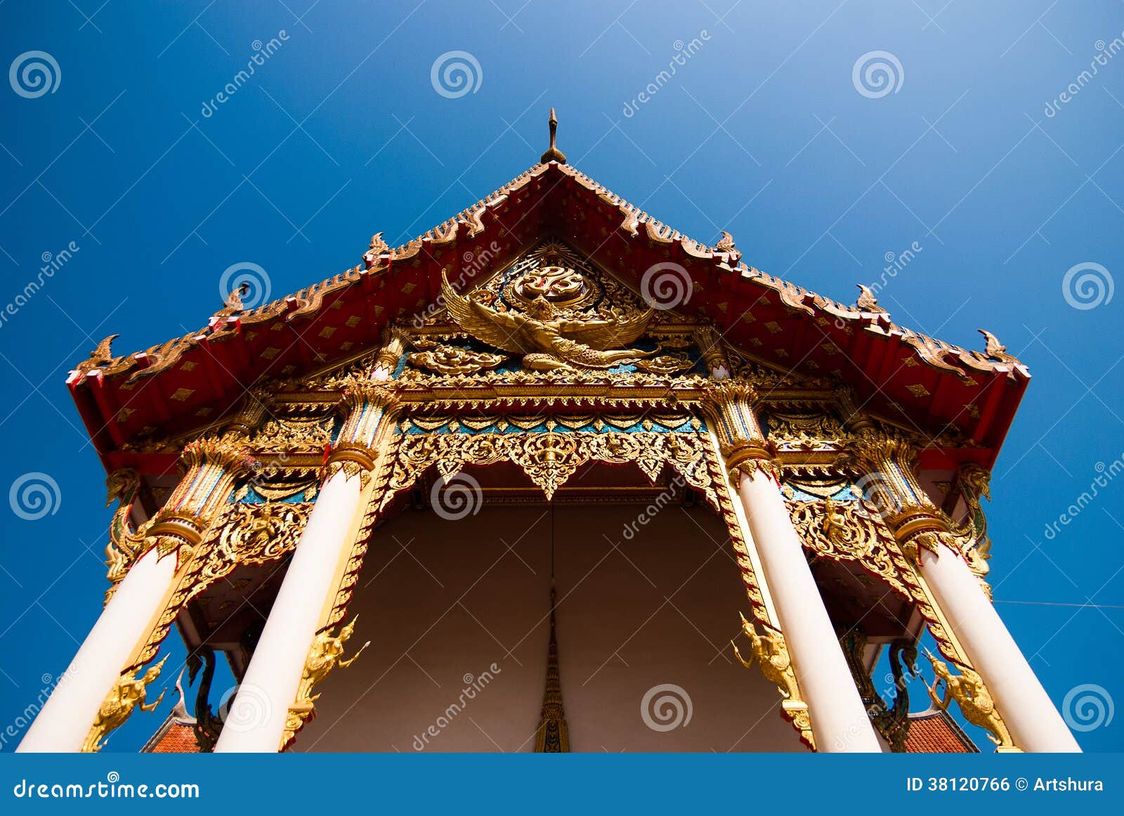 The Pediment of the Temple, Thailand Stock Photo - Image of background ...