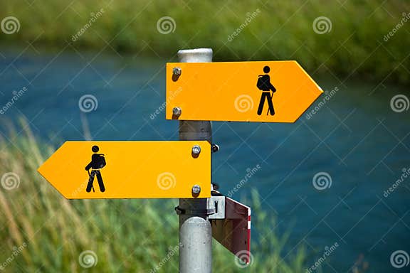 Pedstrian Sign stock photo. Image of grass, stream, hiking - 14614198