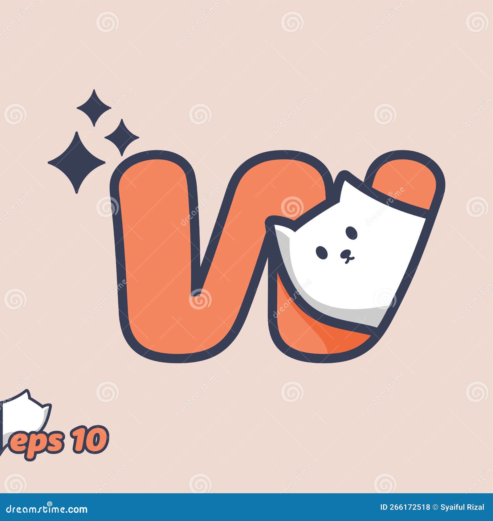 Peeking Cat Alphabet W stock illustration. Illustration of placard ...