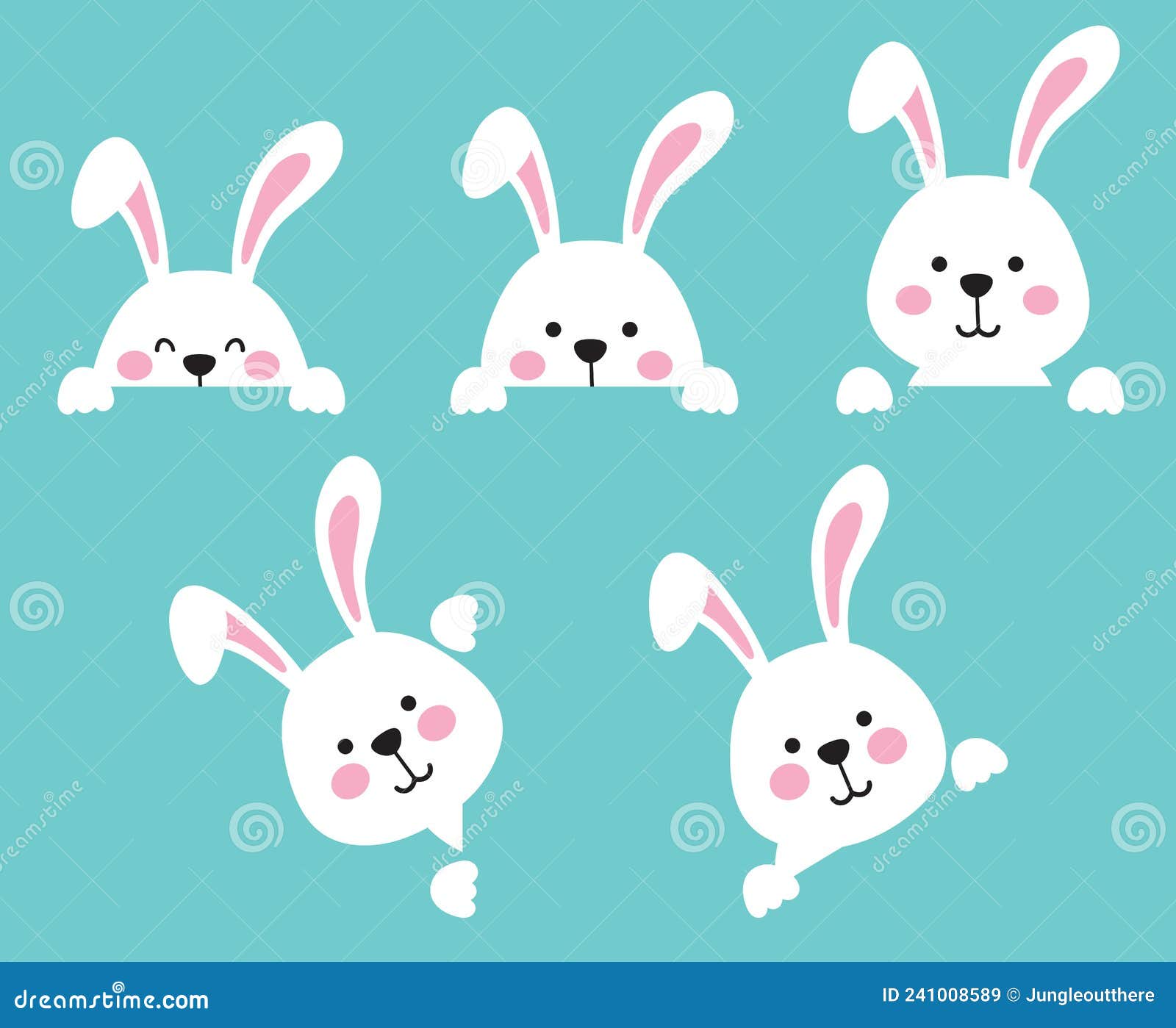 Peeking Cute Easter Bunny Rabbit Frame Vector Illustration Stock Vector ...