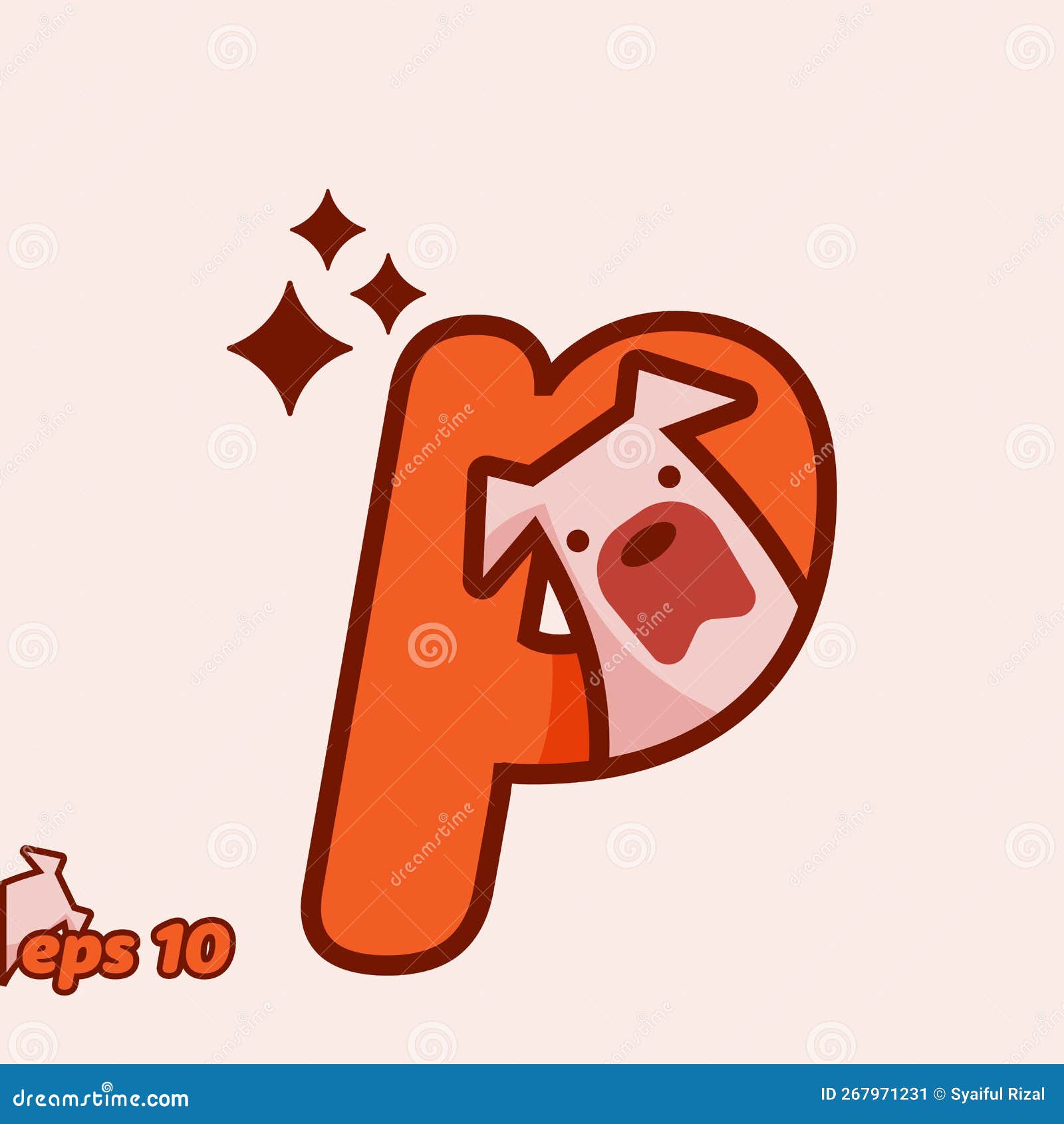 Peeking Dog Alphabet P stock illustration. Illustration of typography ...