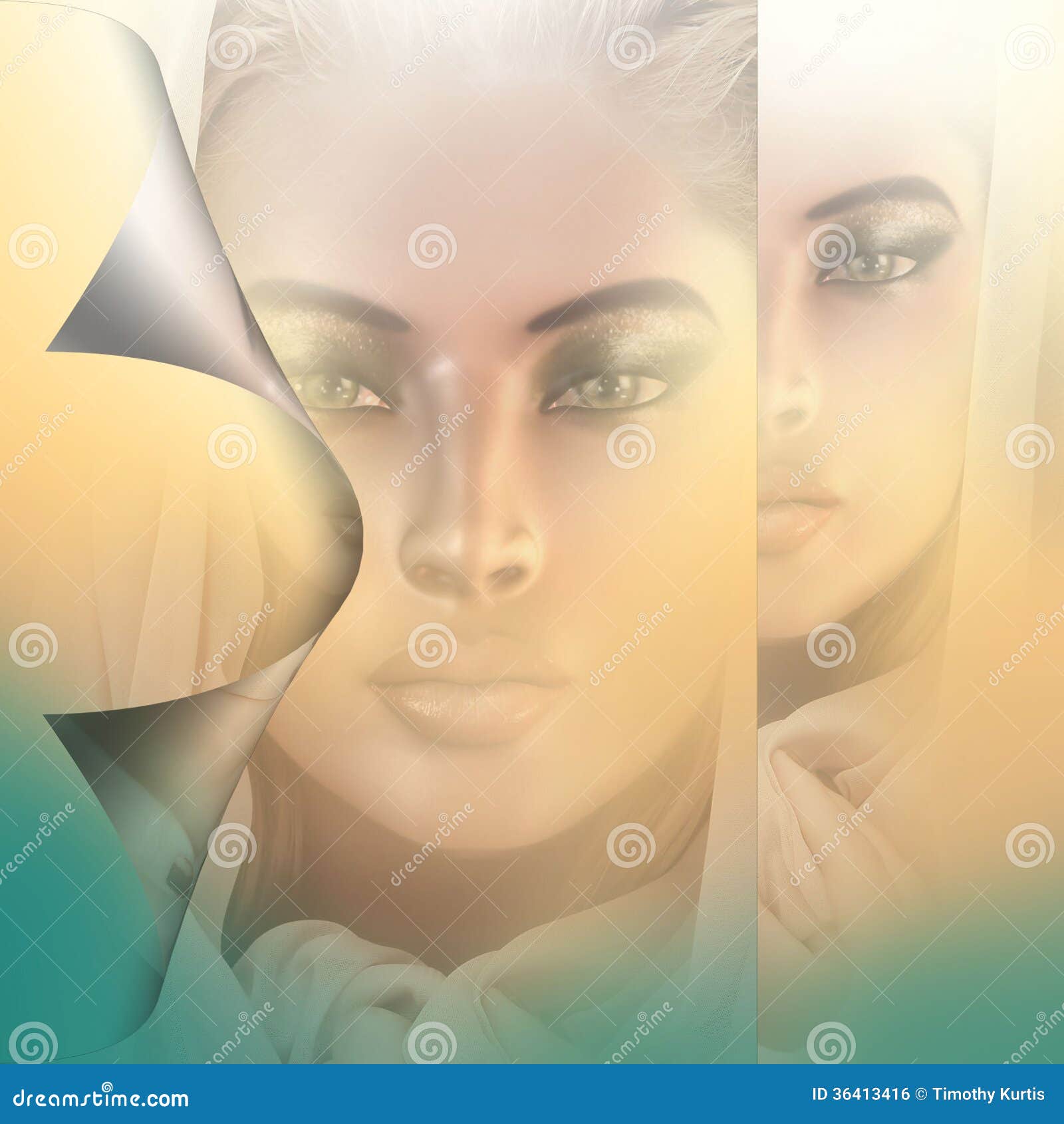 Peel Back Effect, Woman S Face. Stock Illustration - Illustration of ...