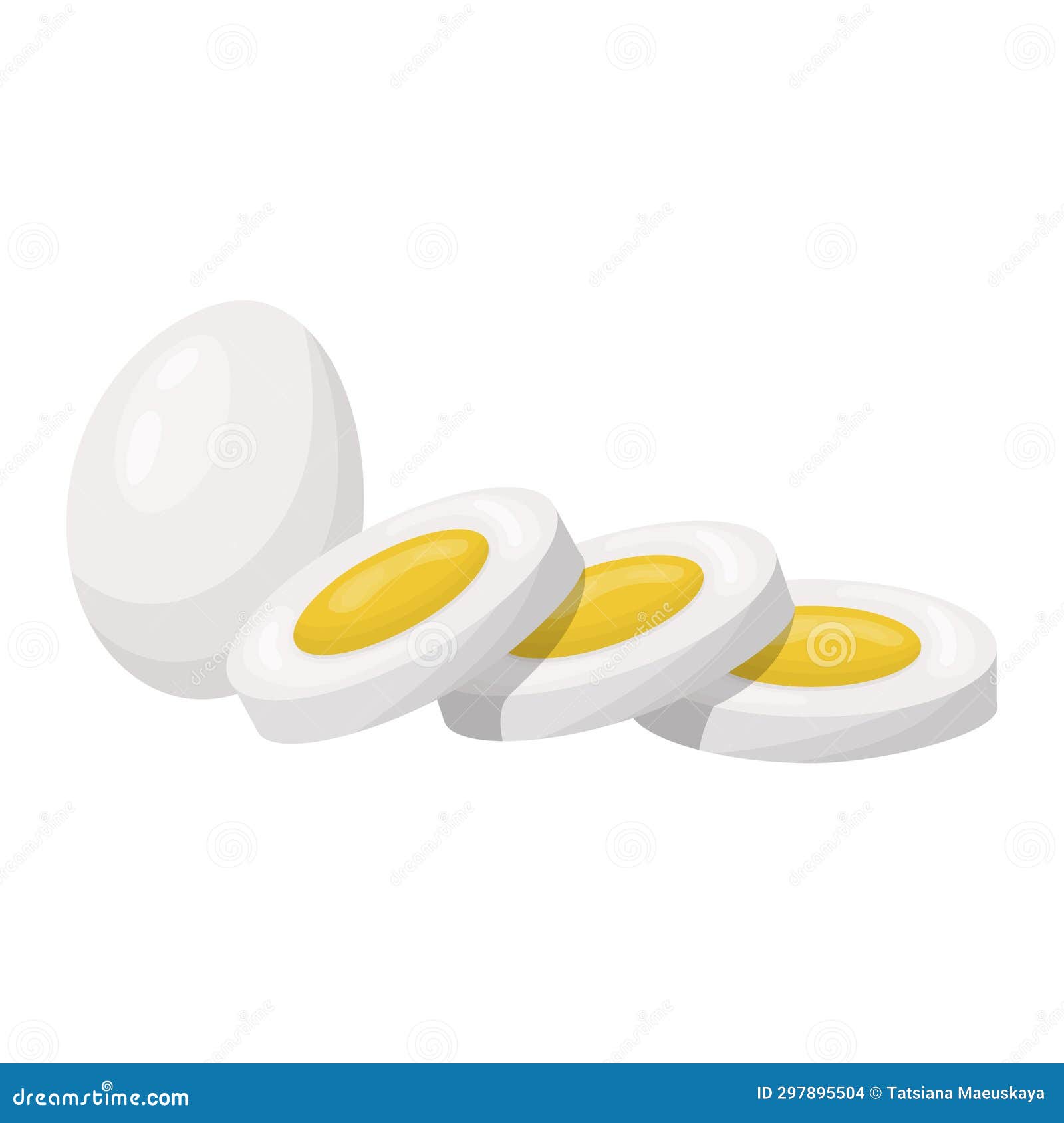 Peel the Boiled Egg Whole and Cut into Slices. Vector Illustration on a ...