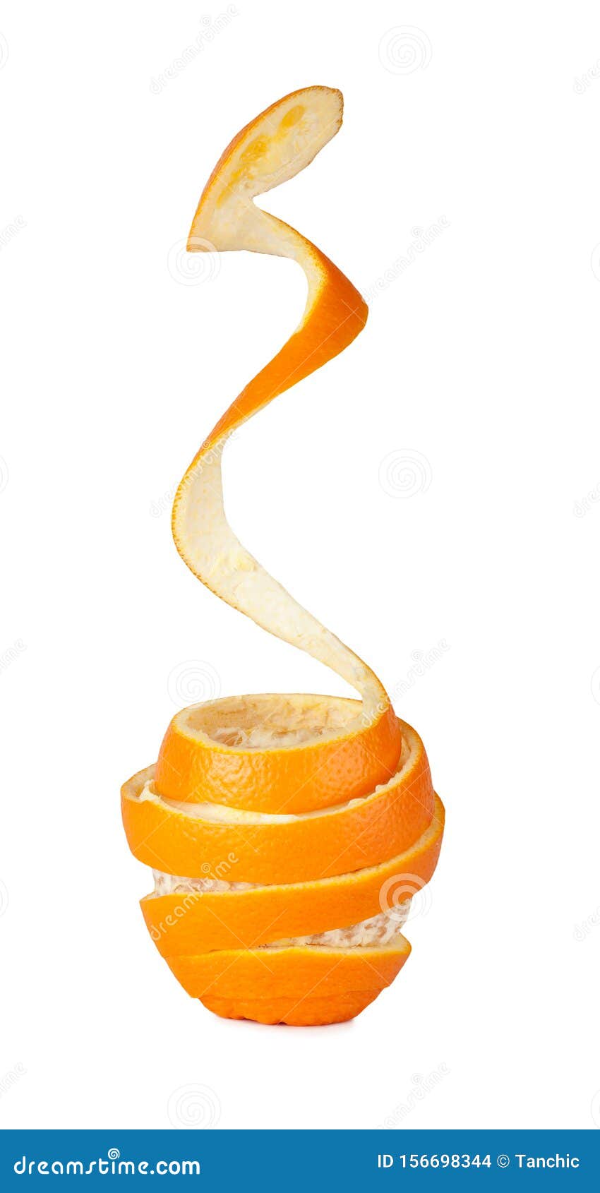 Peel of Orange Spirals Down Onto Fruit Stock Photo - Image of tropical ...