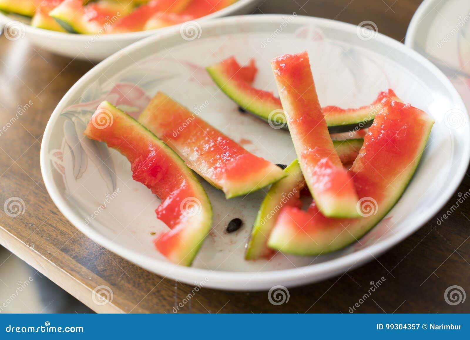 Peel of a Watermelon on a Plate Stock Image - Image of healthy ...